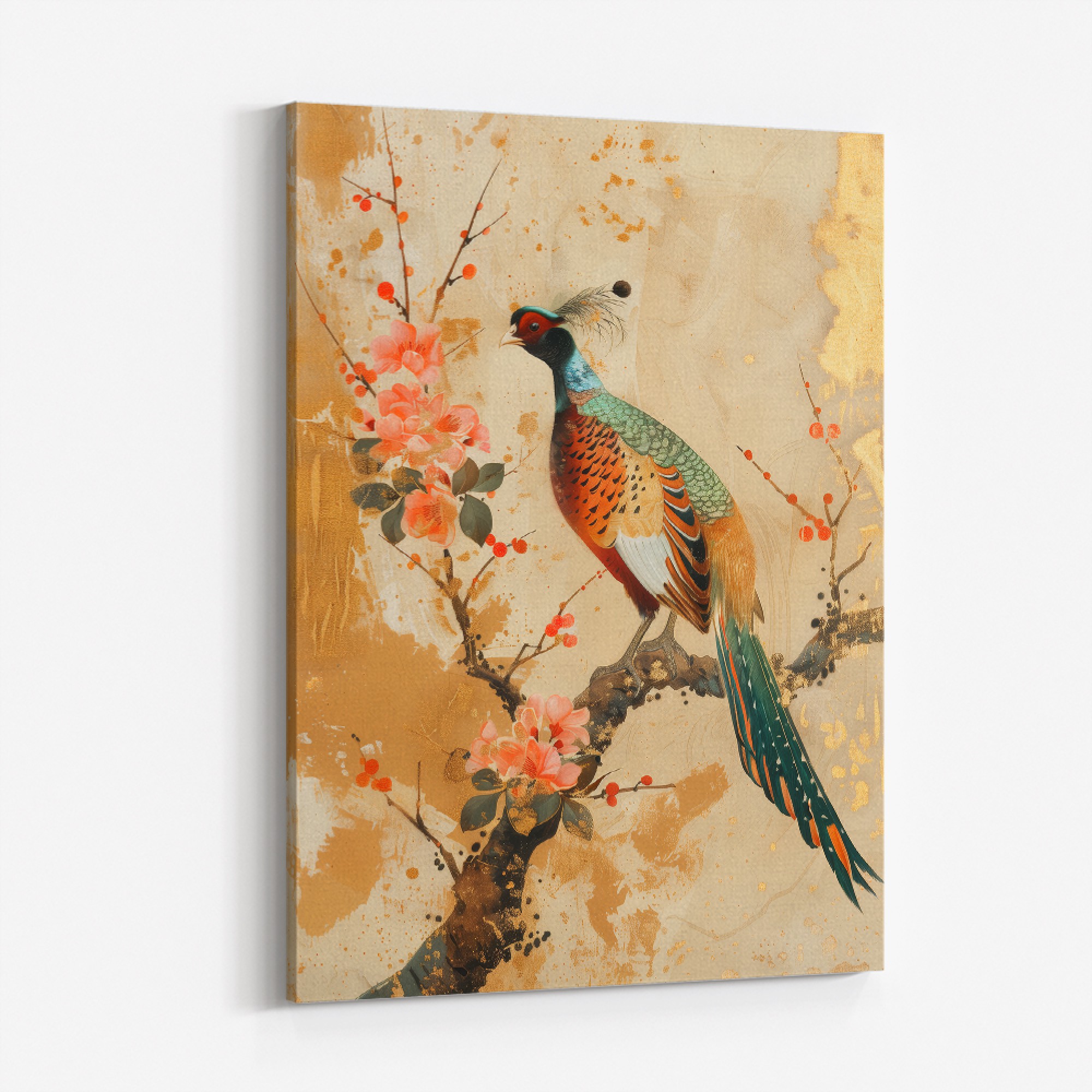 Japanese Green Pheasant 2 Japandi Style Wall Art