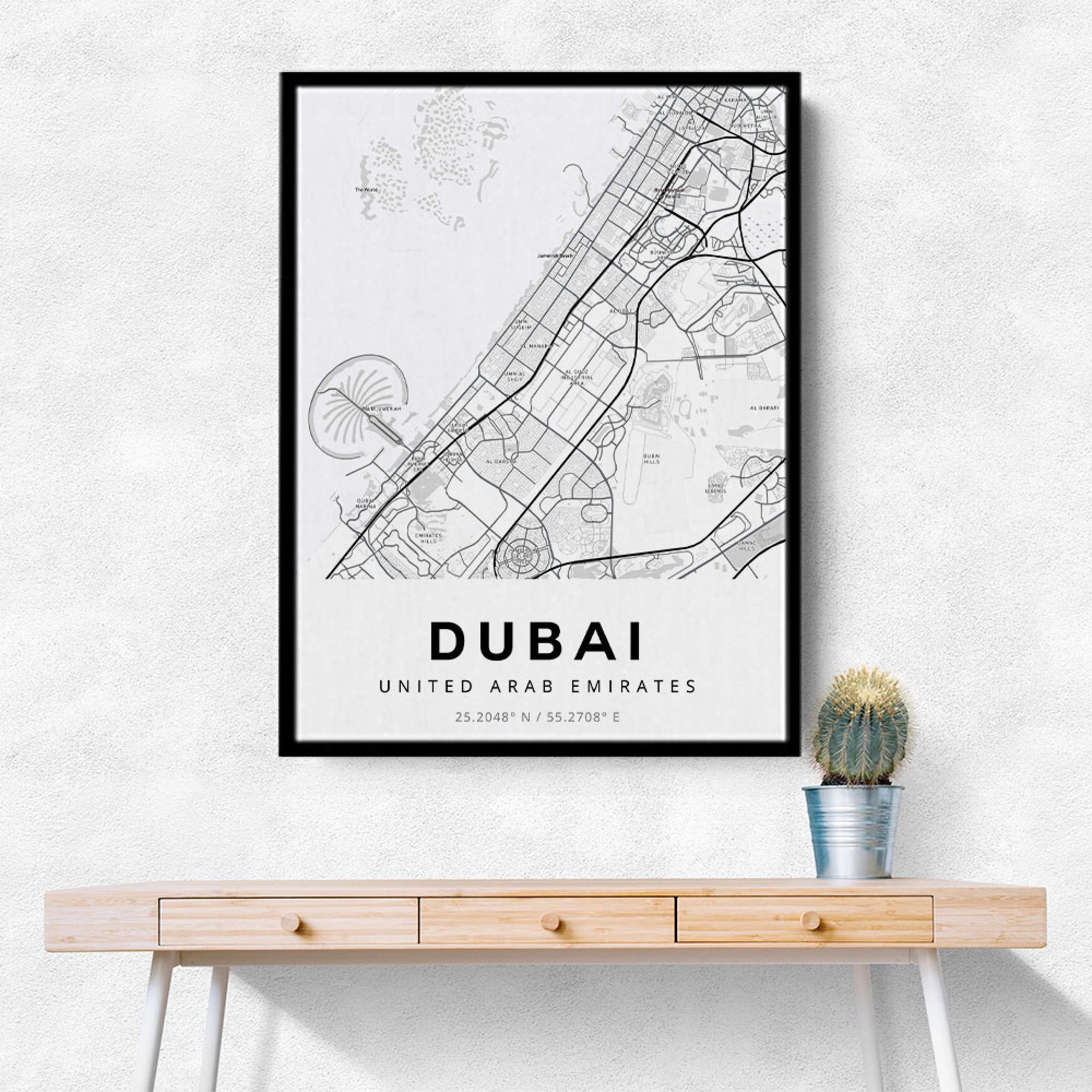 Dubai City Map Wall Art