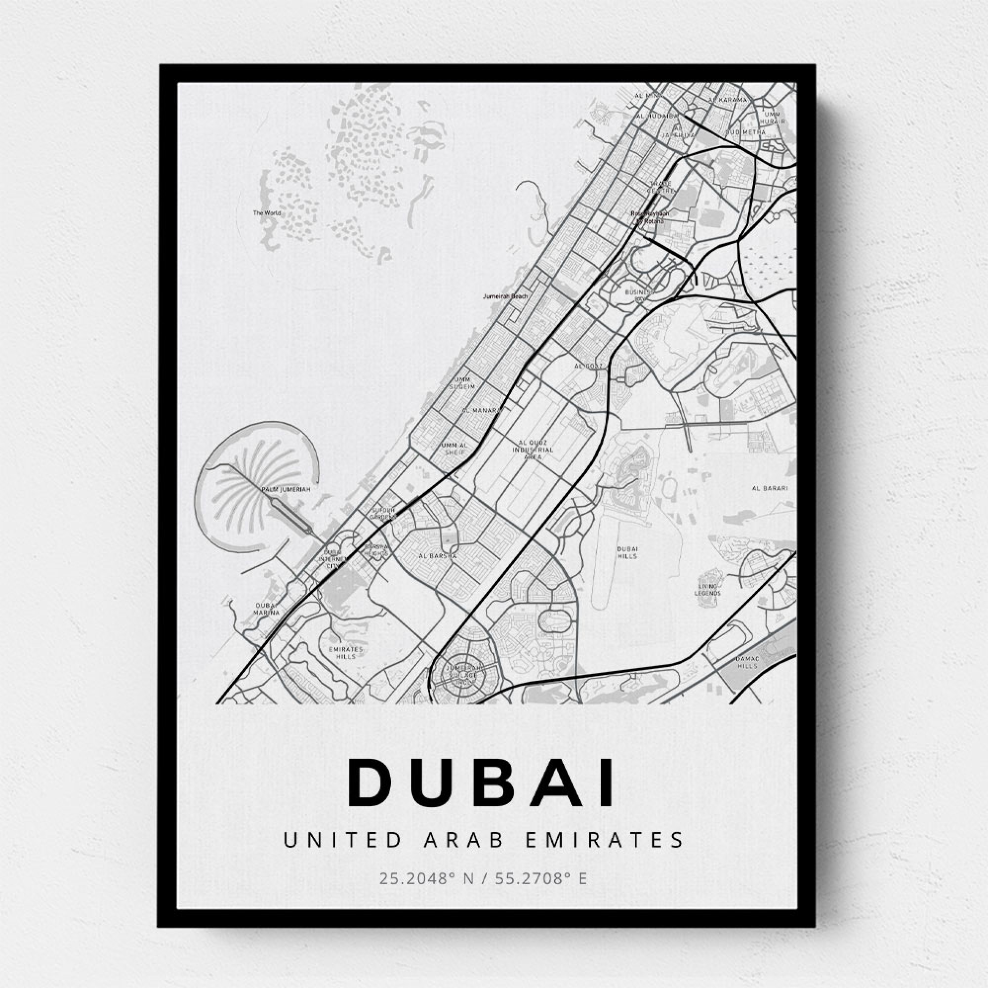 Dubai City Map Wall Art