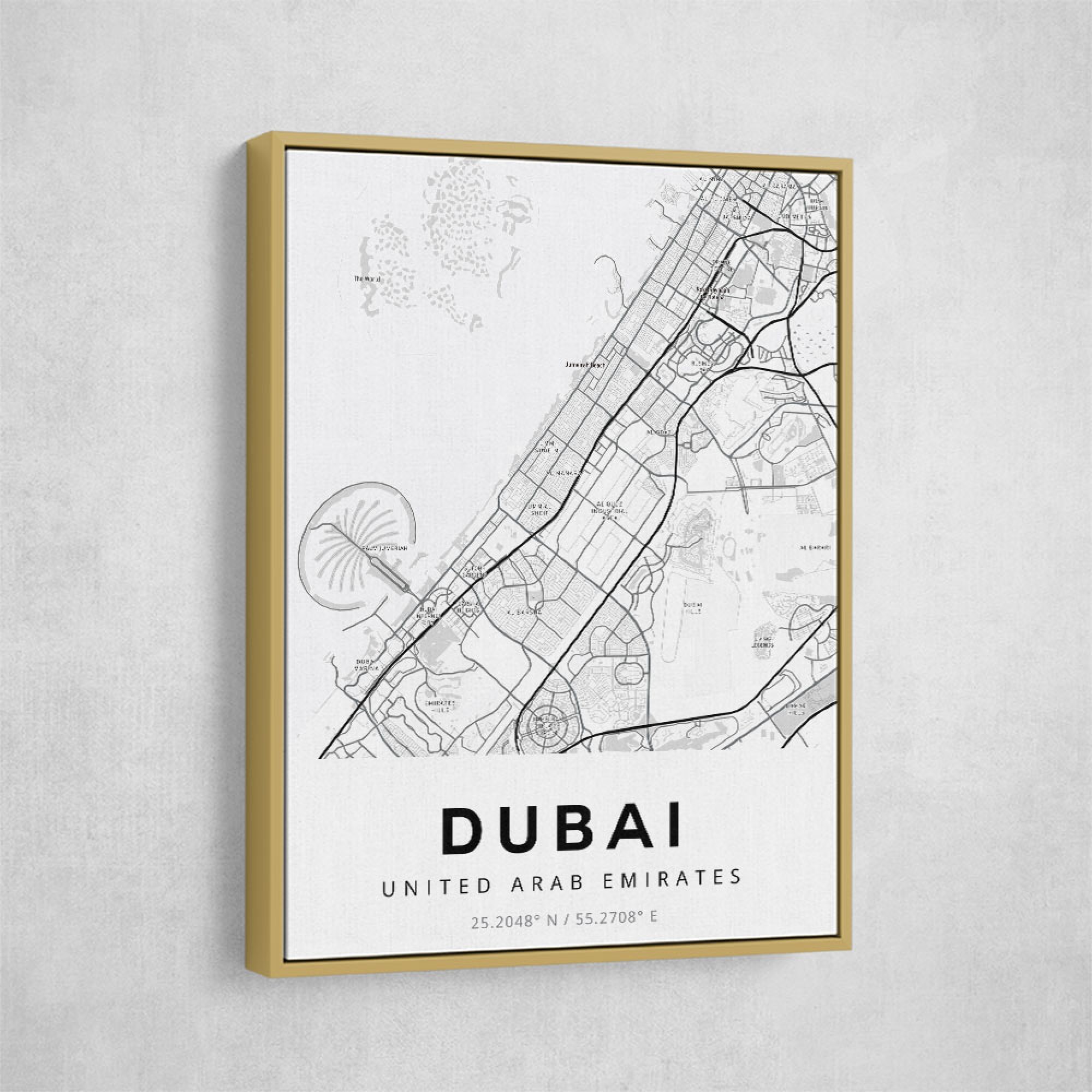 Dubai City Map Wall Art