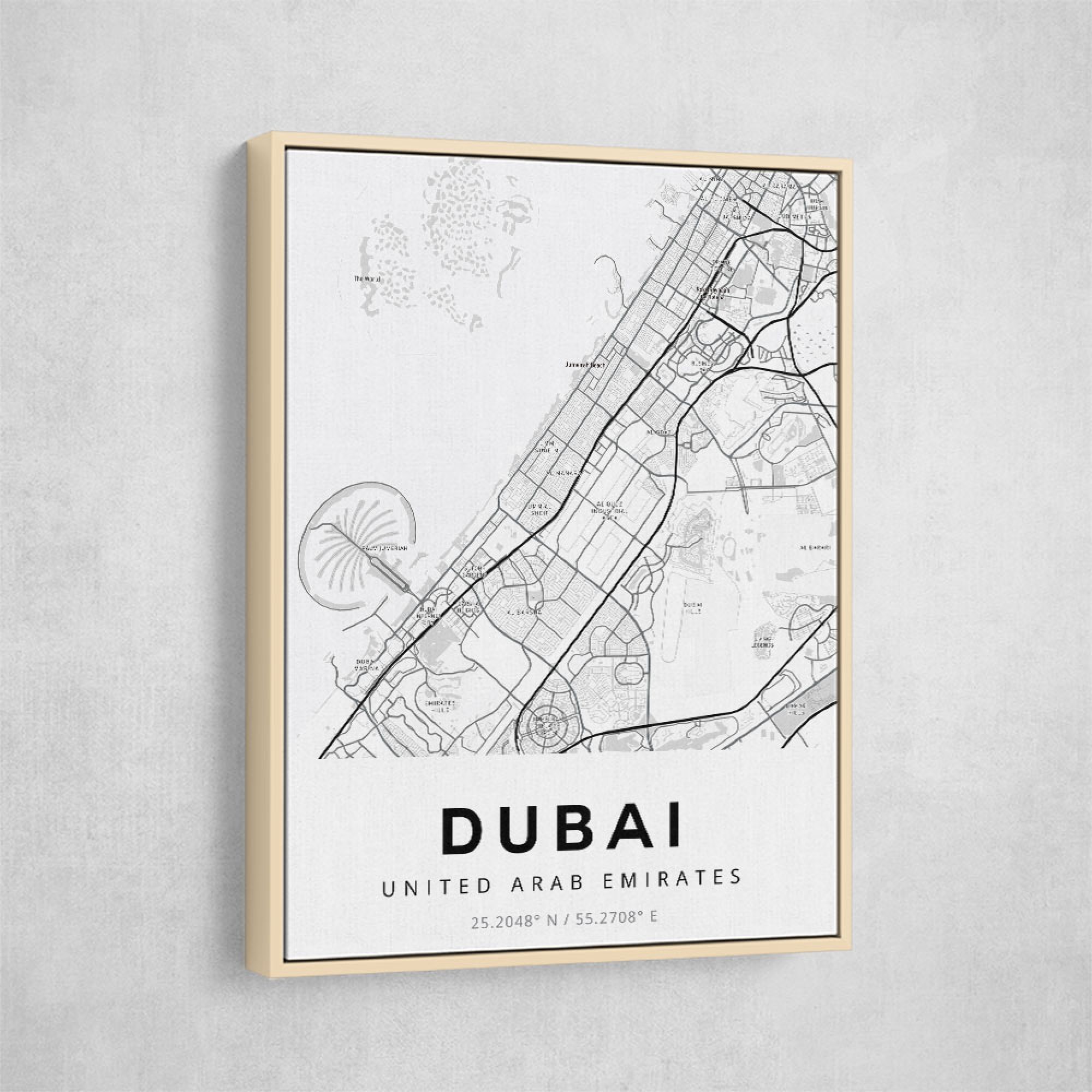 Dubai City Map Wall Art