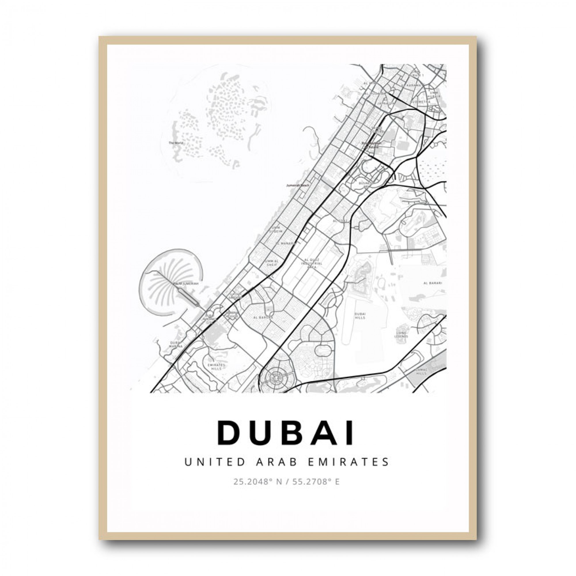 Dubai City Map Wall Art