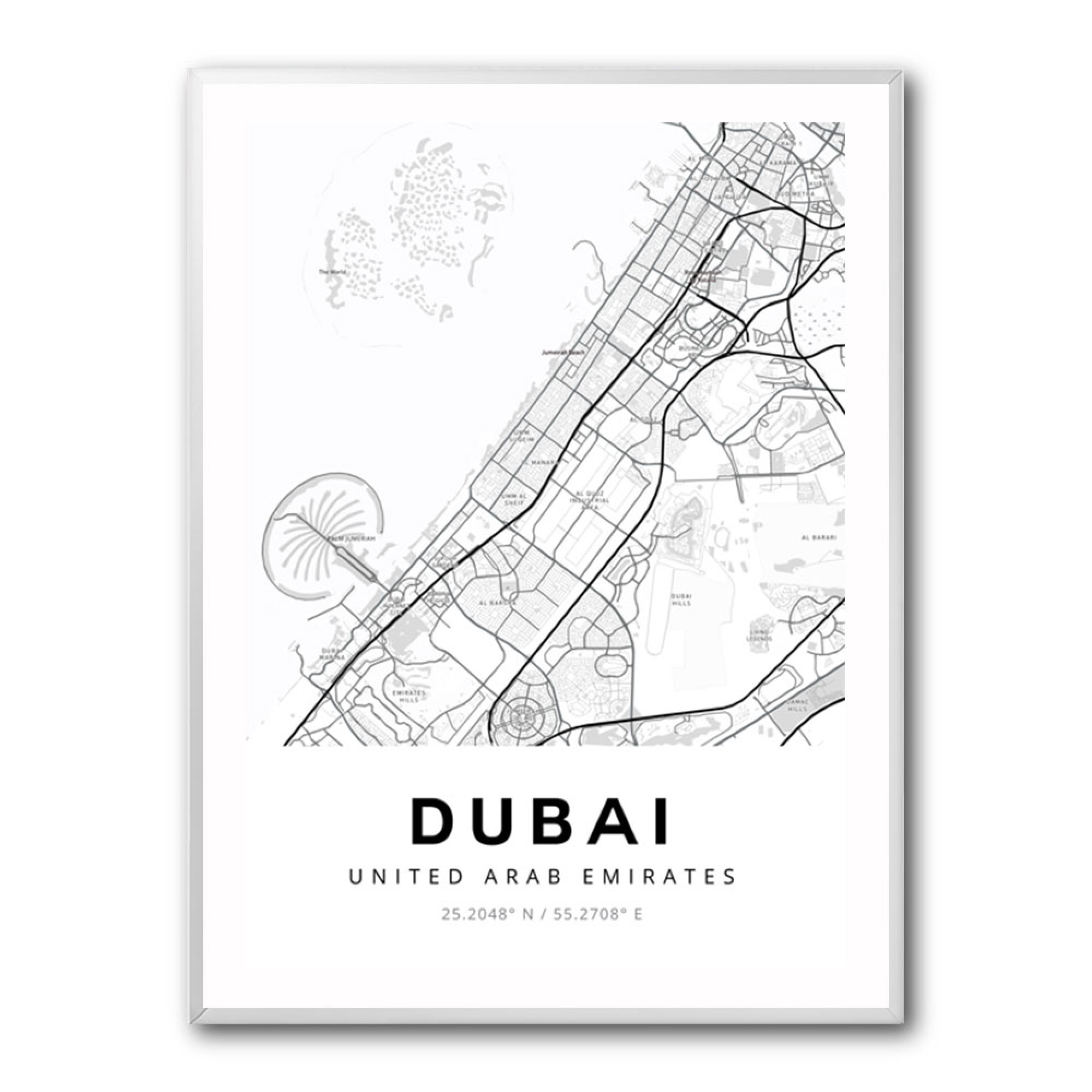 Dubai City Map Wall Art