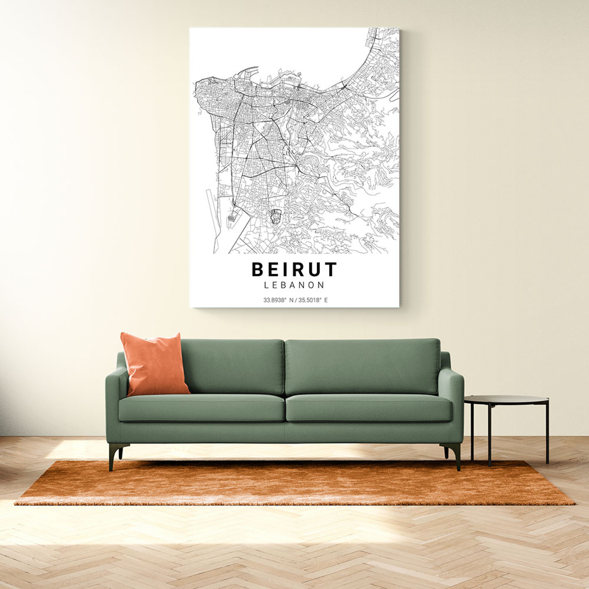 Beirut City Map Wall Art