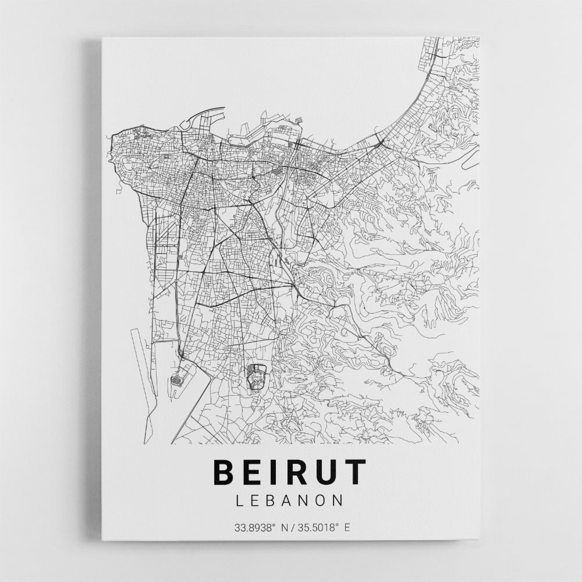 Beirut City Map Wall Art