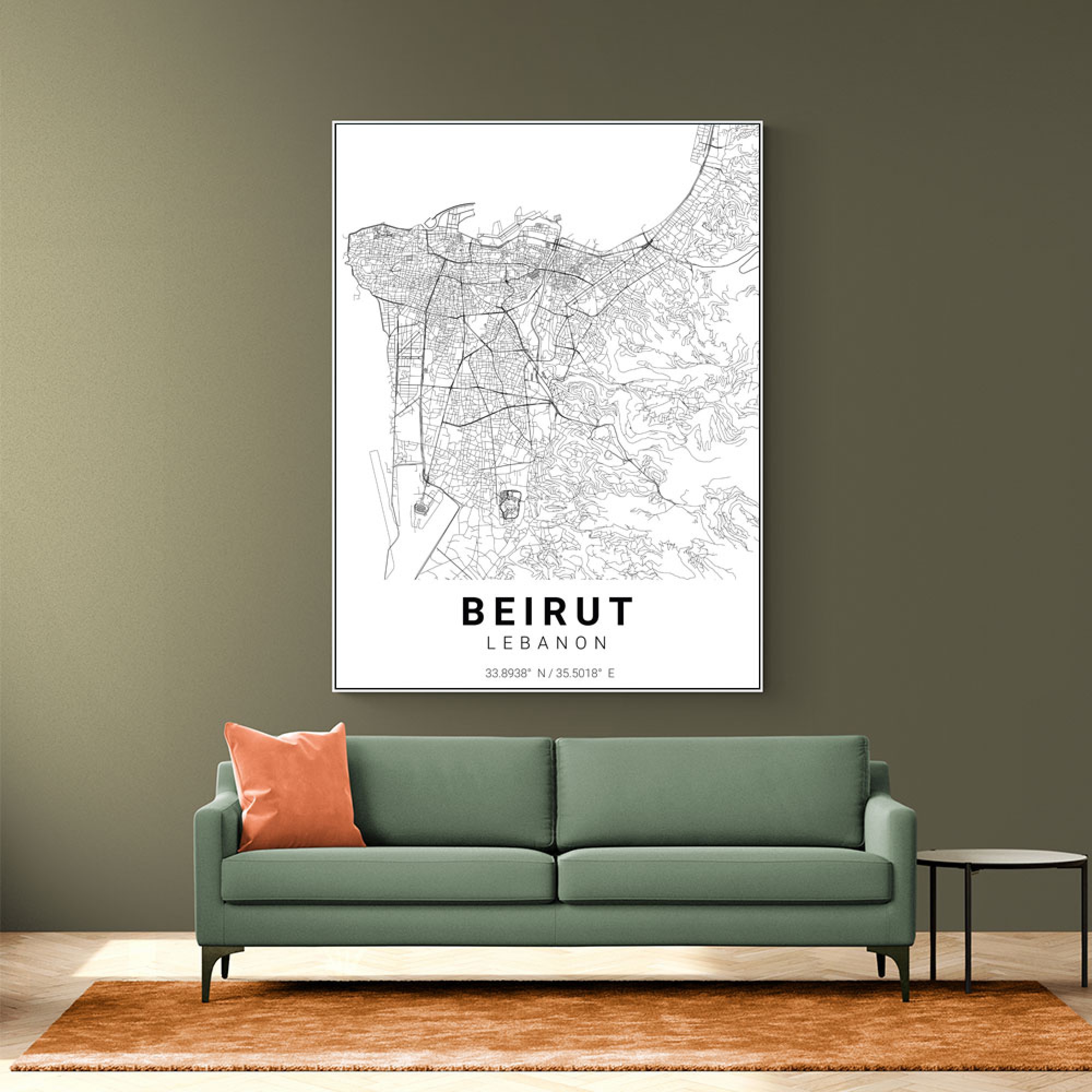 Beirut City Map Wall Art