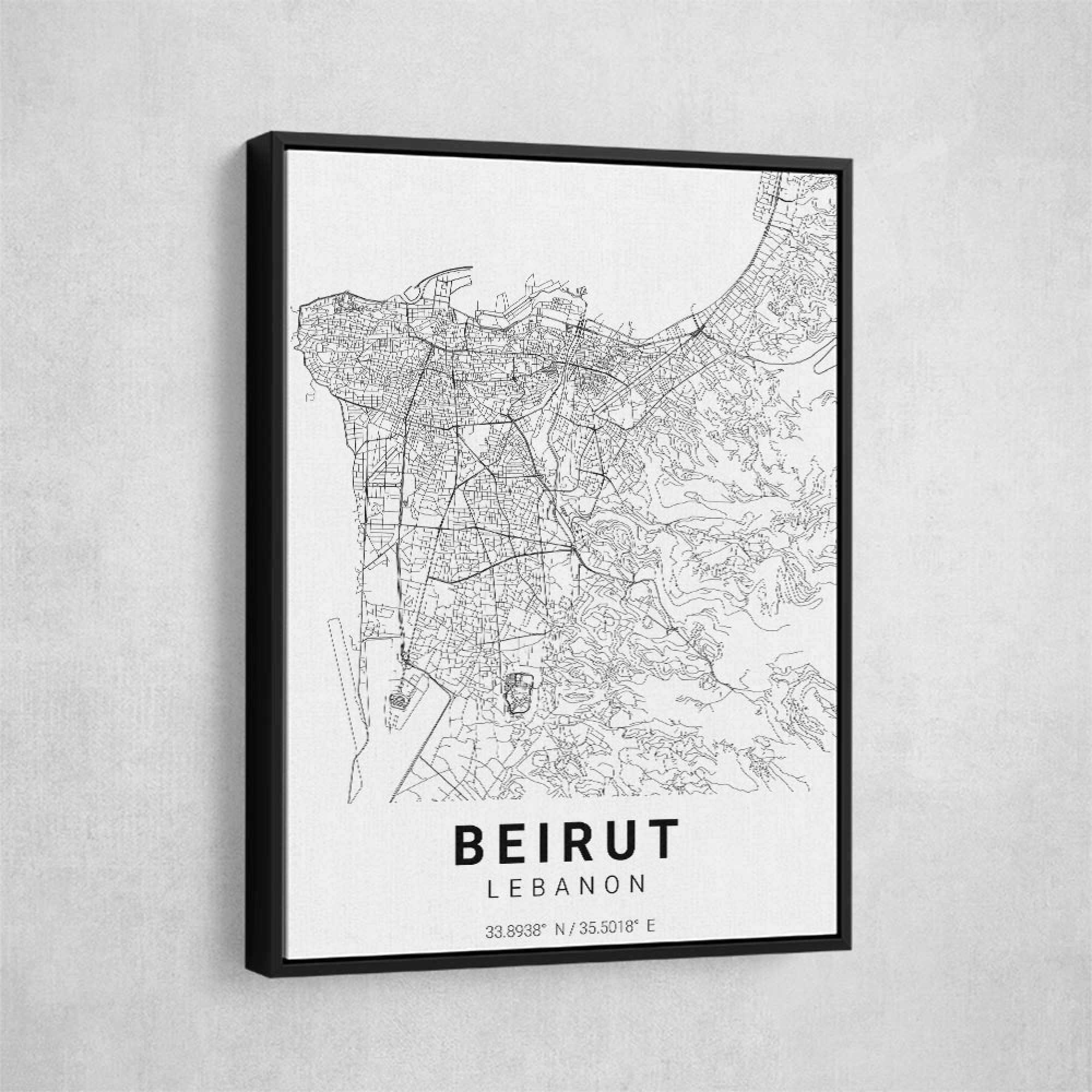 Beirut City Map Wall Art