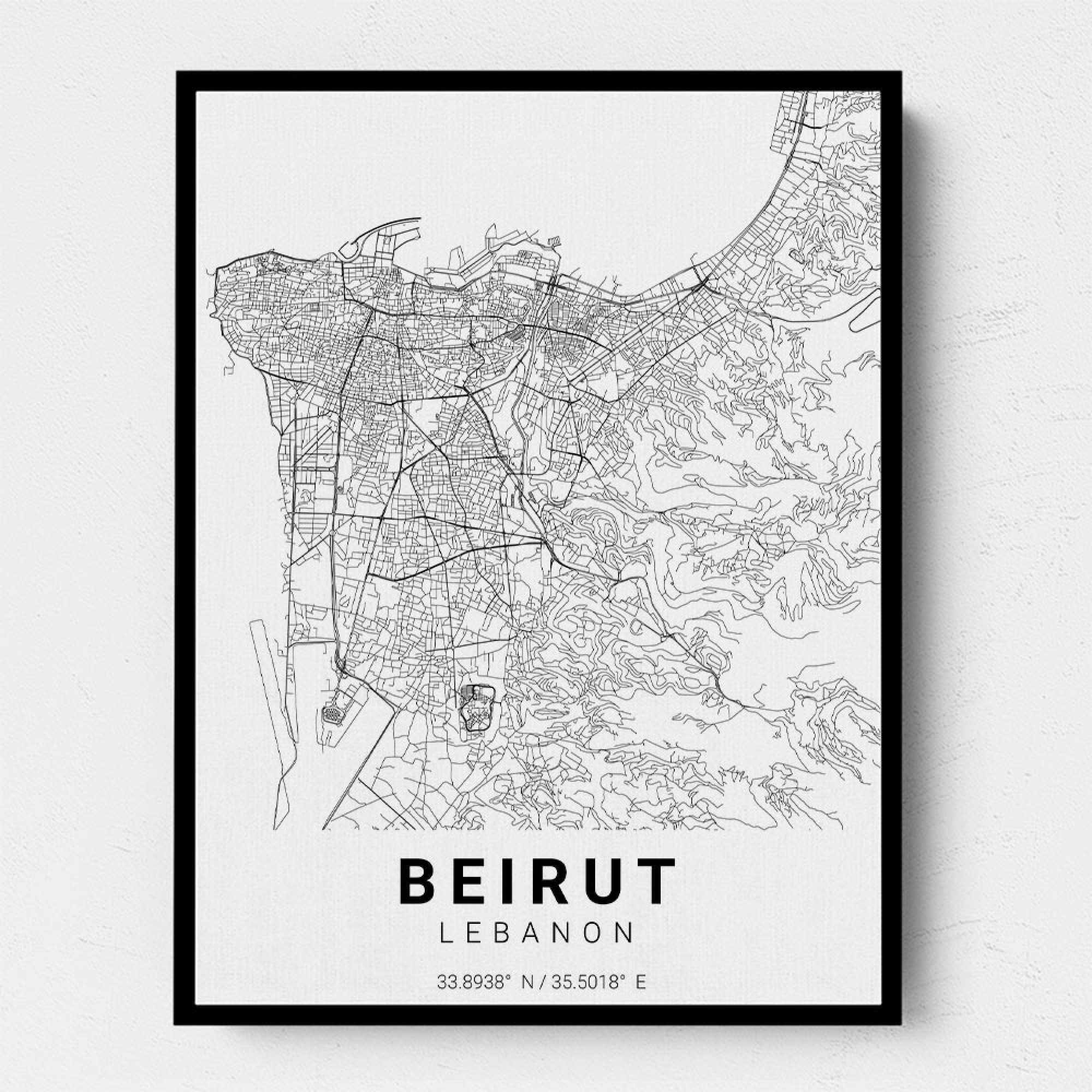 Beirut City Map Wall Art