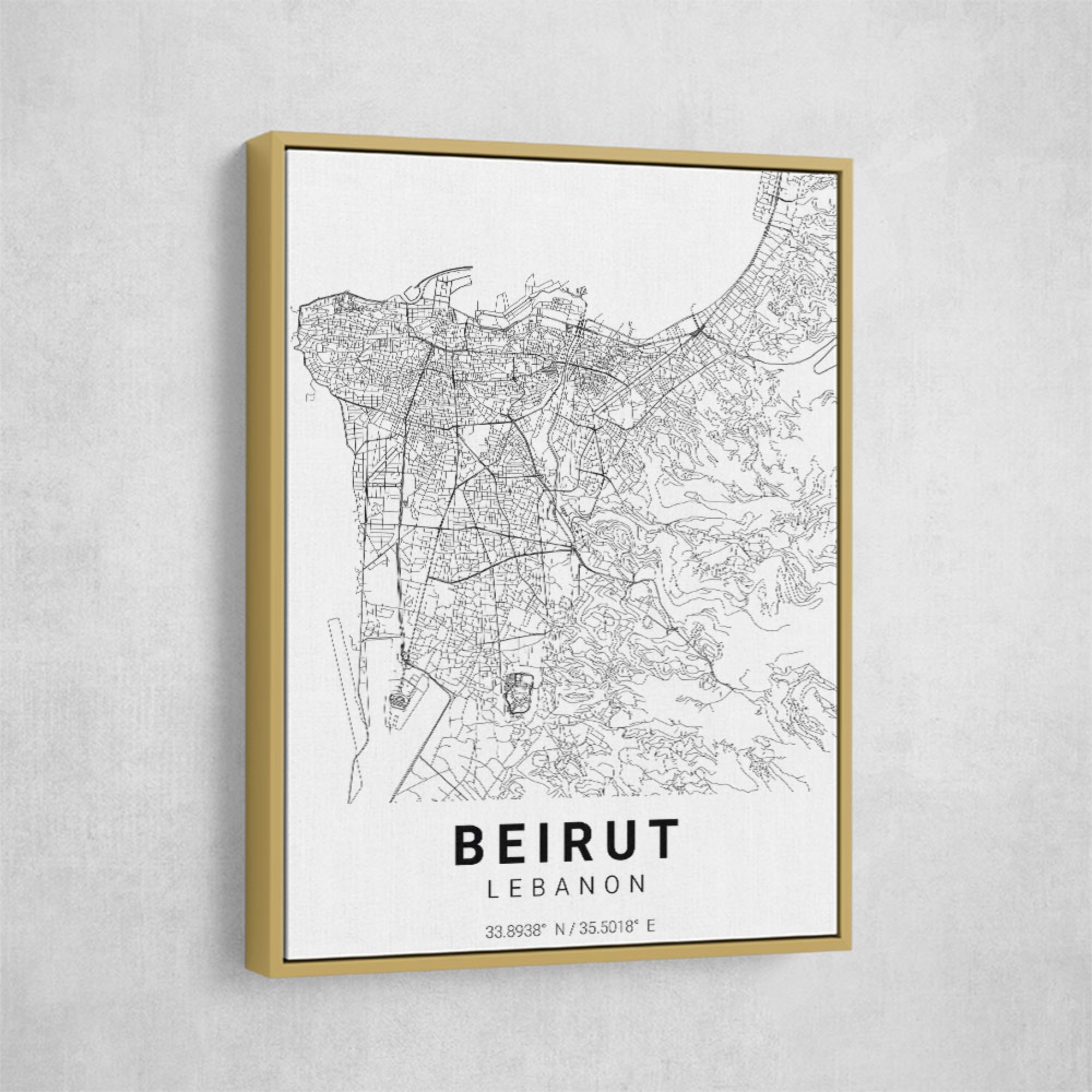 Beirut City Map Wall Art