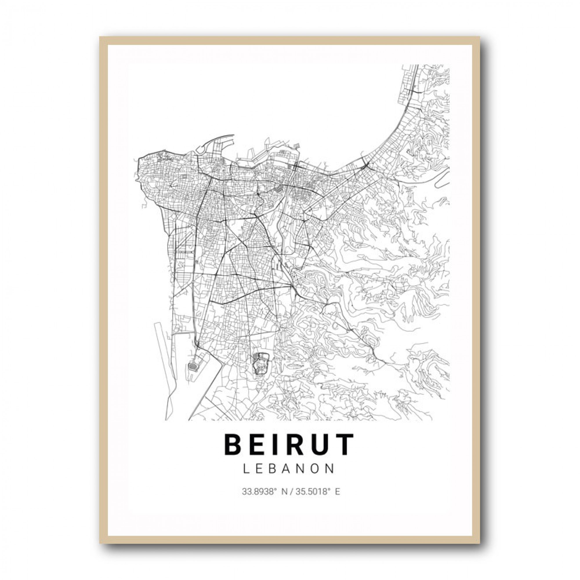Beirut City Map Wall Art