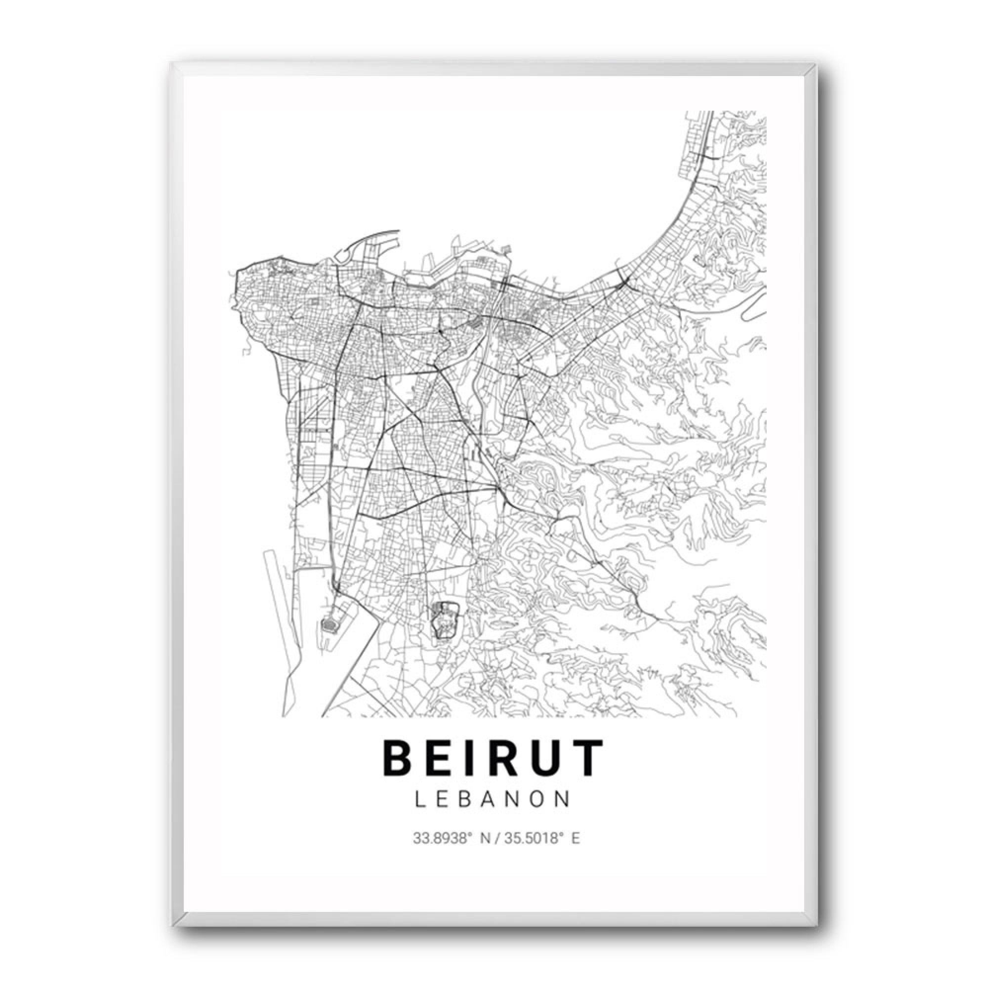 Beirut City Map Wall Art
