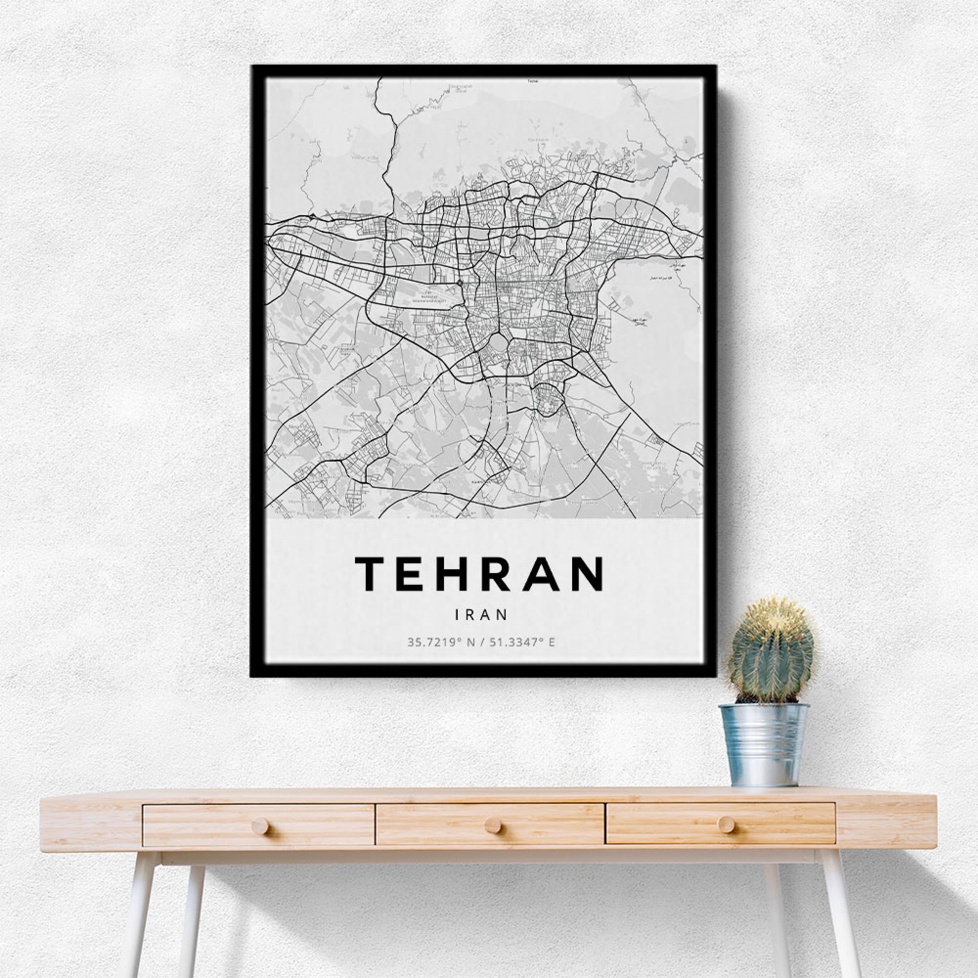 Tehran City Map Wall Art