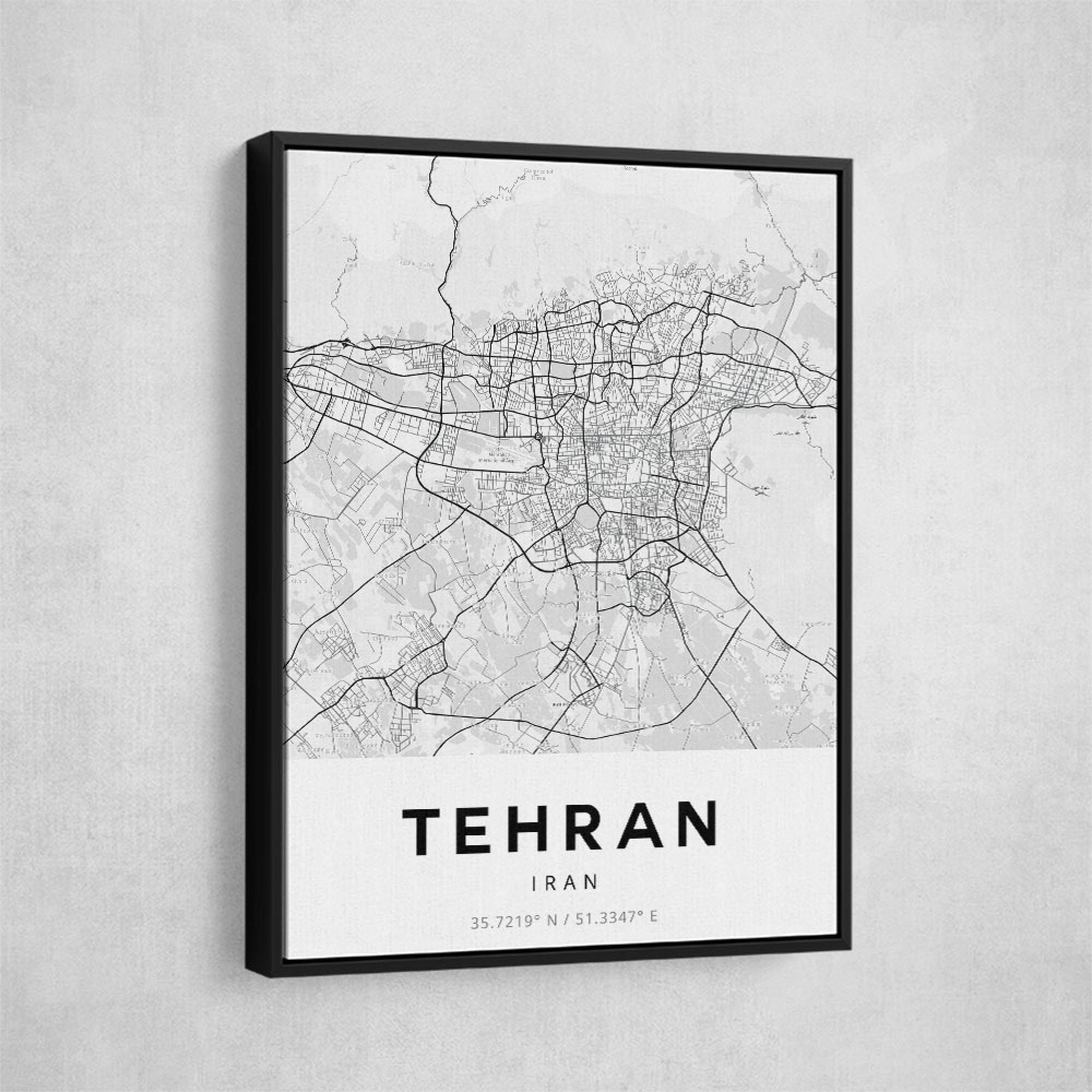 Tehran City Map Wall Art