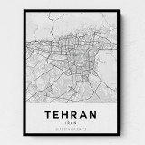 Tehran City Map Wall Art