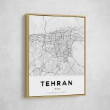 Tehran City Map Wall Art