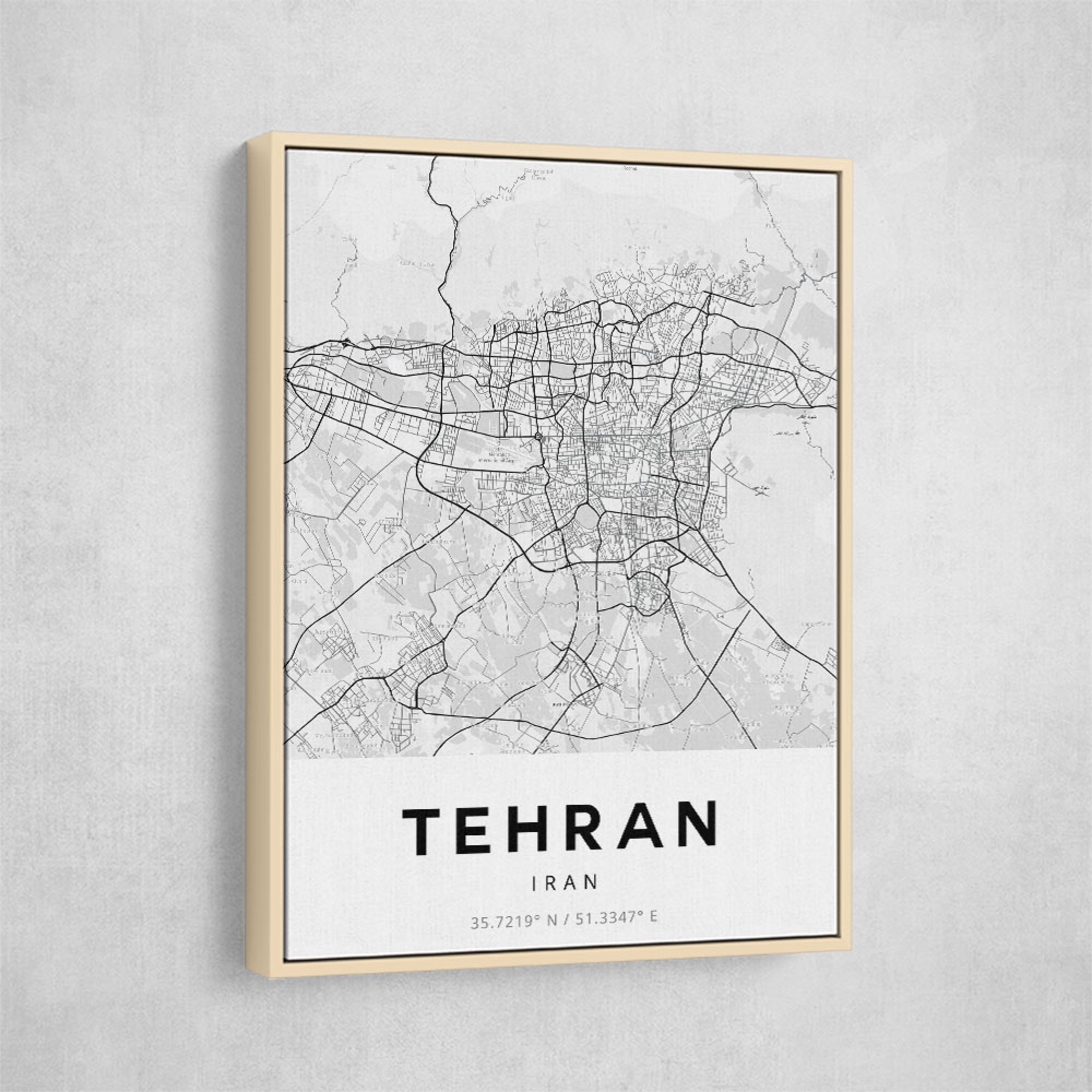 Tehran City Map Wall Art