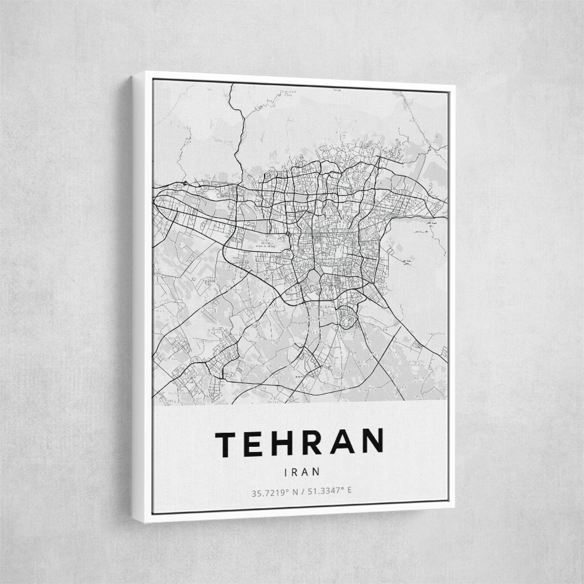 Tehran City Map Wall Art