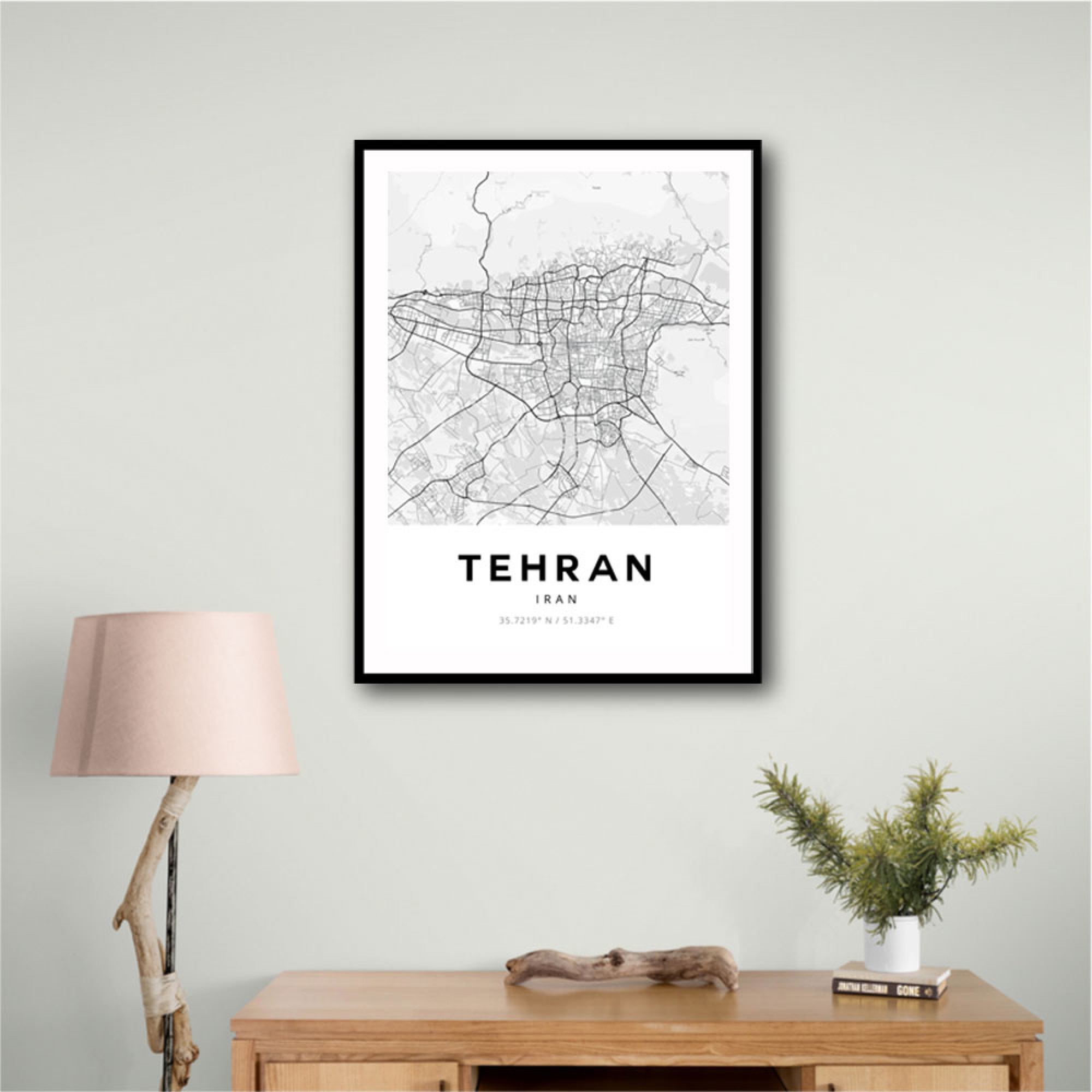 Tehran City Map Wall Art