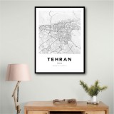 Tehran City Map Wall Art