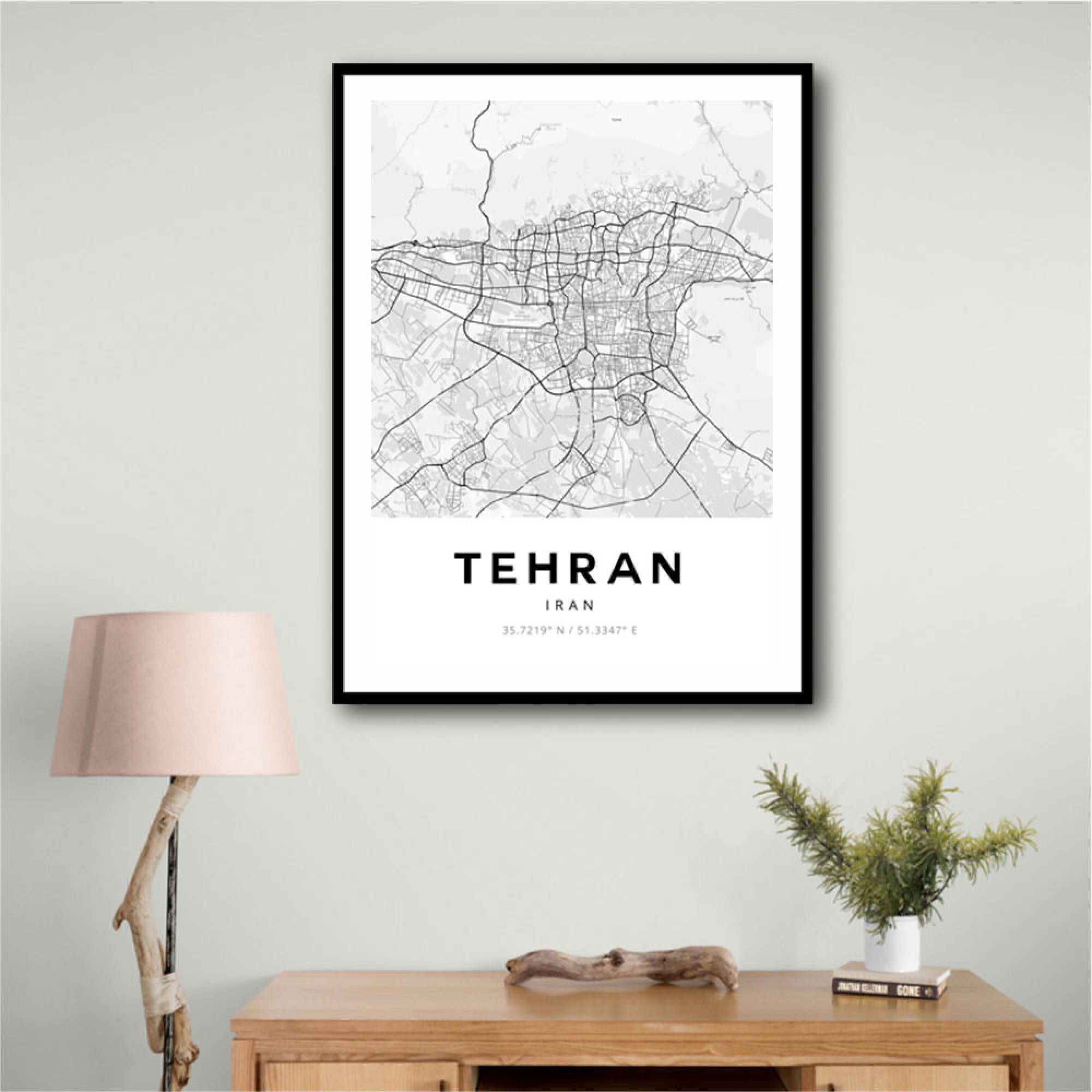 Tehran City Map Wall Art