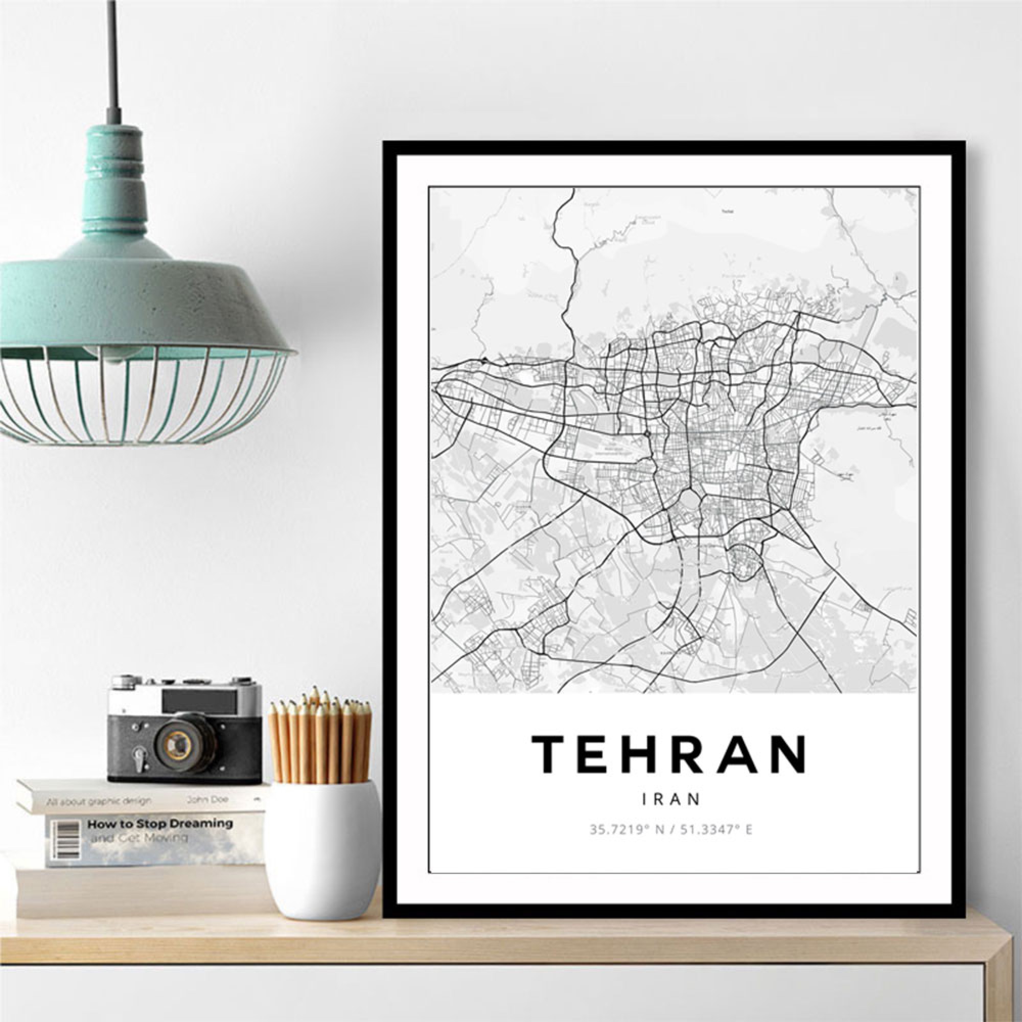 Tehran City Map Wall Art