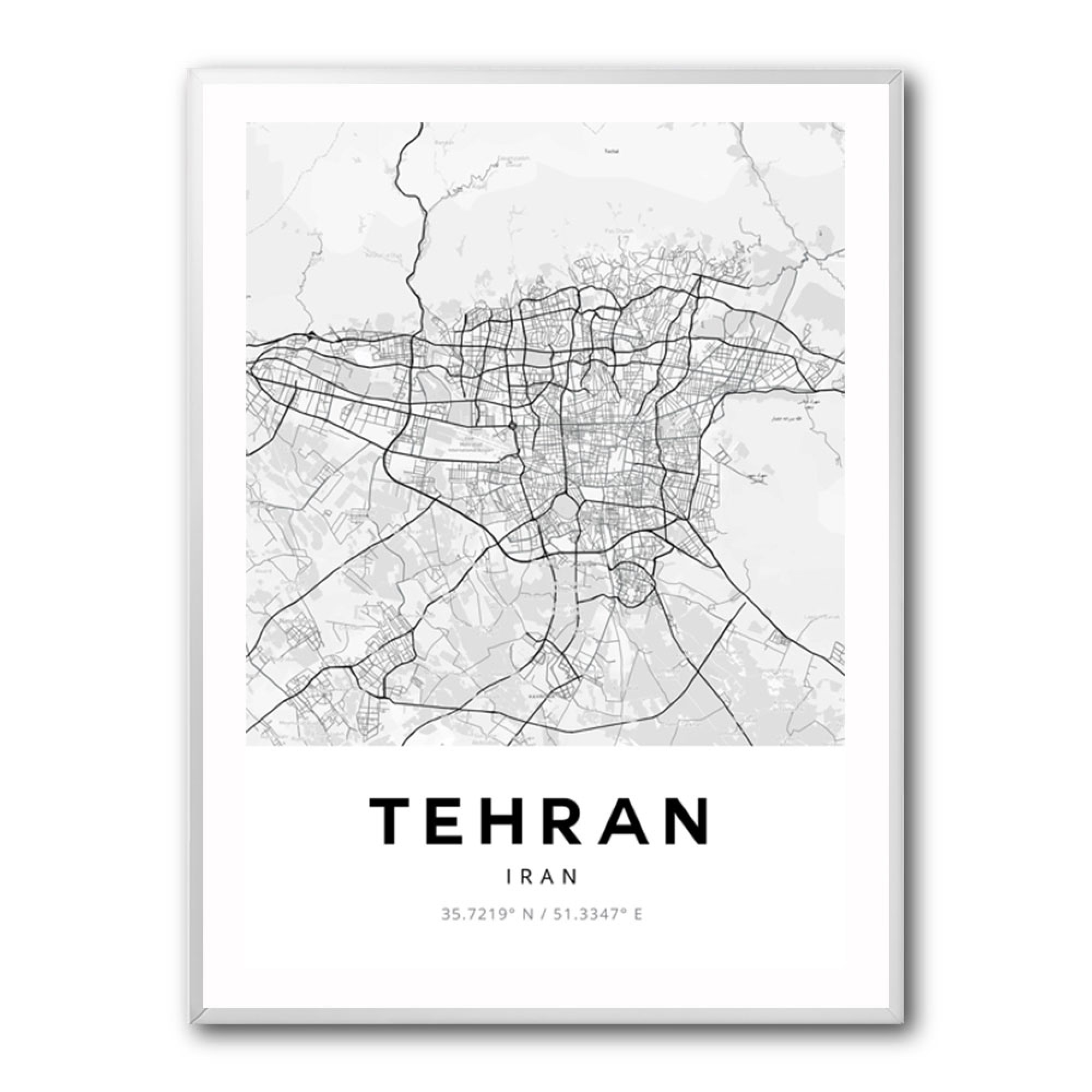 Tehran City Map Wall Art