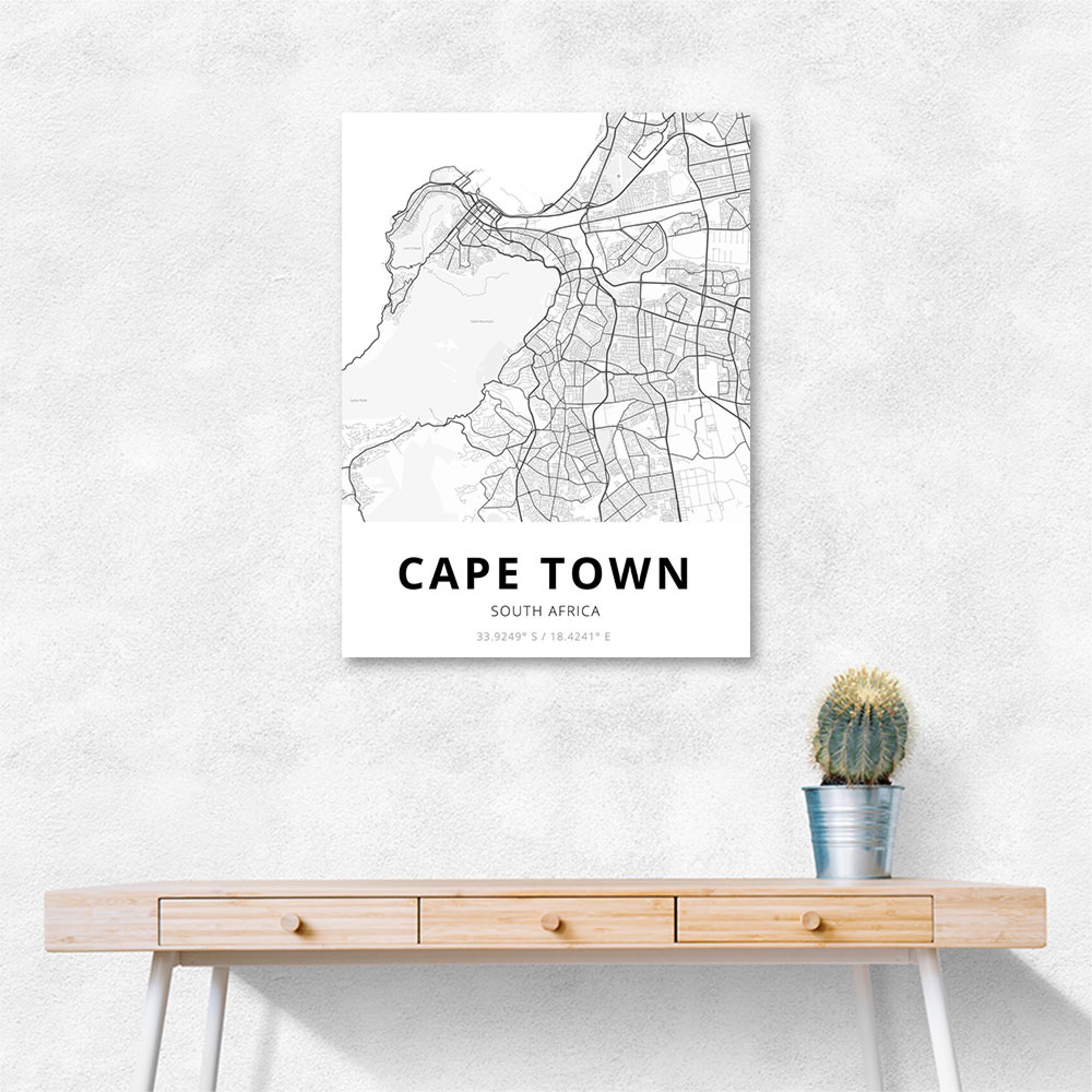 Cape Town City Map Wall Art