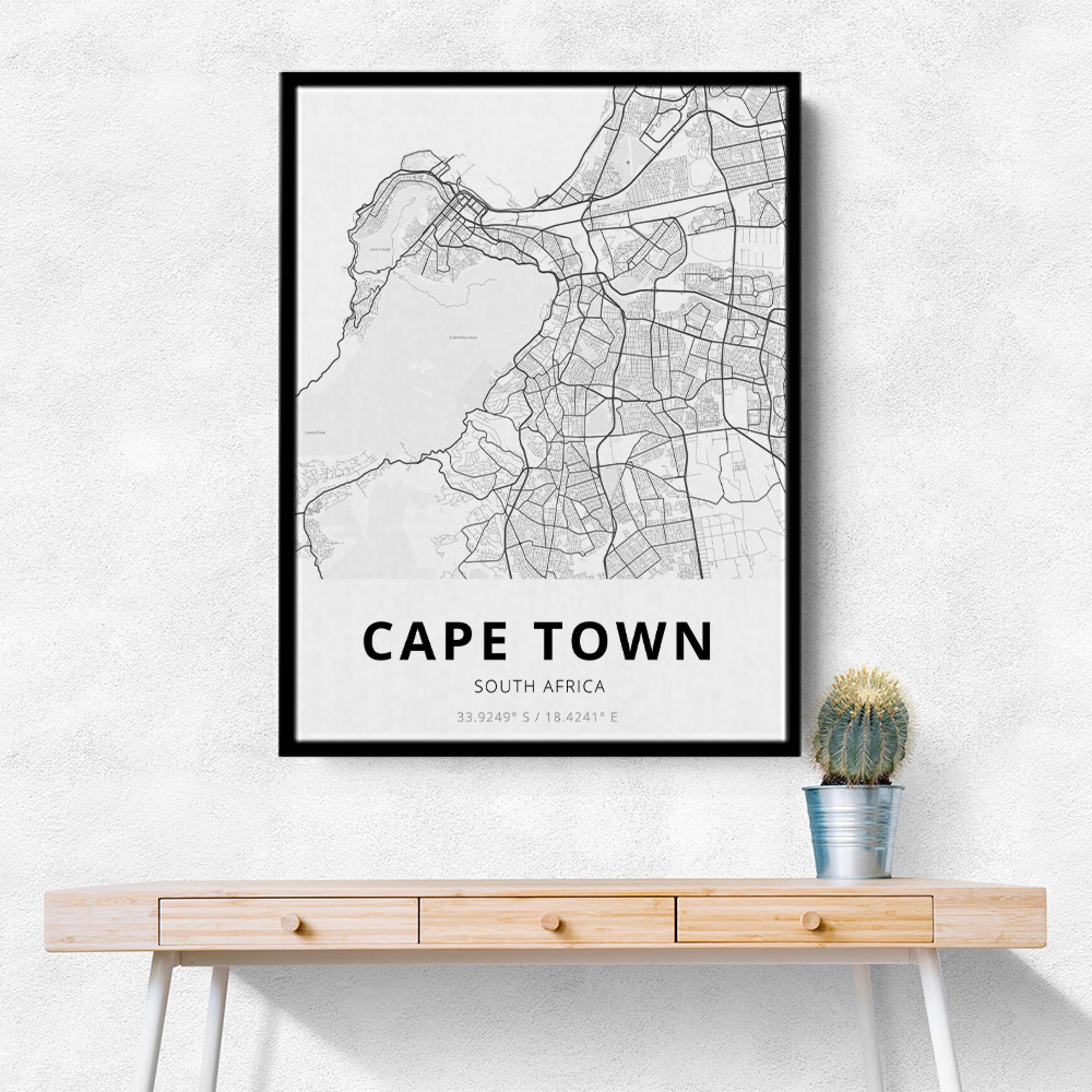 Cape Town City Map Wall Art