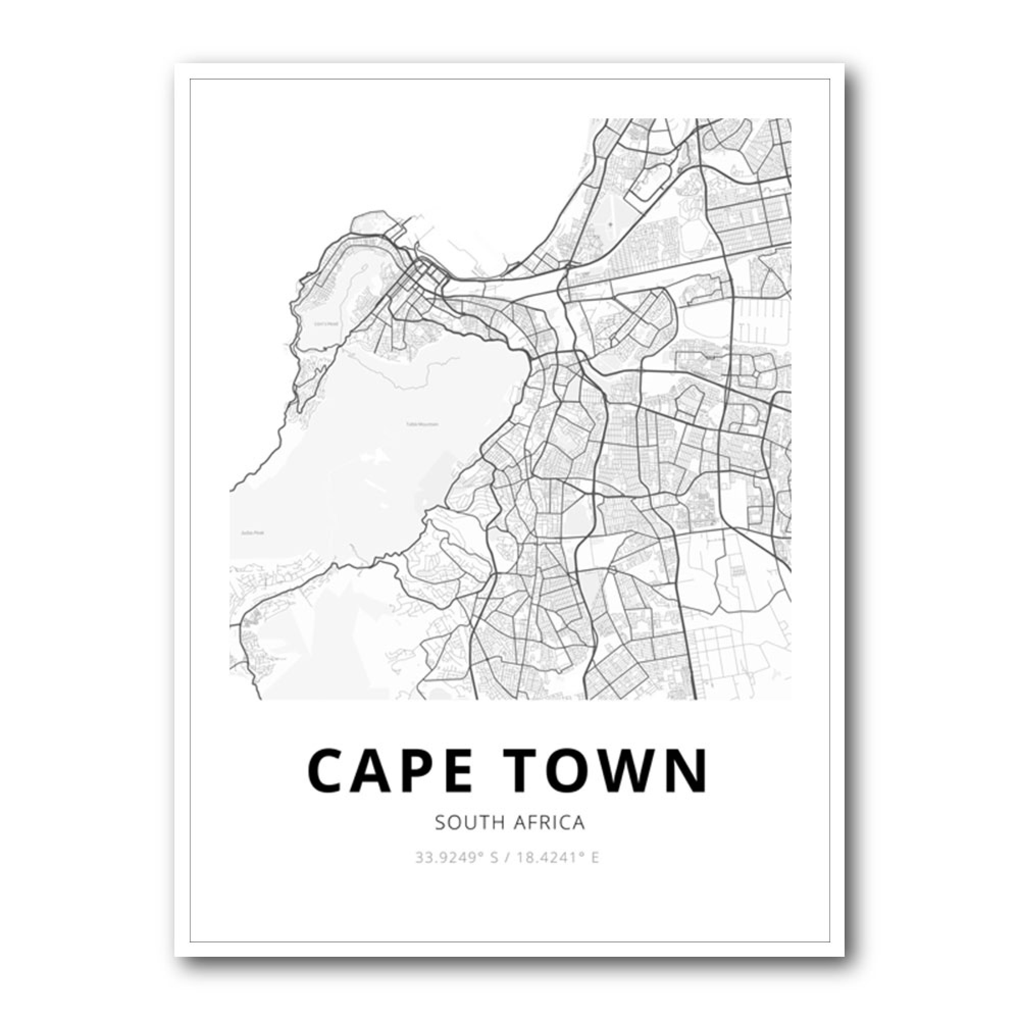 Cape Town City Map Wall Art