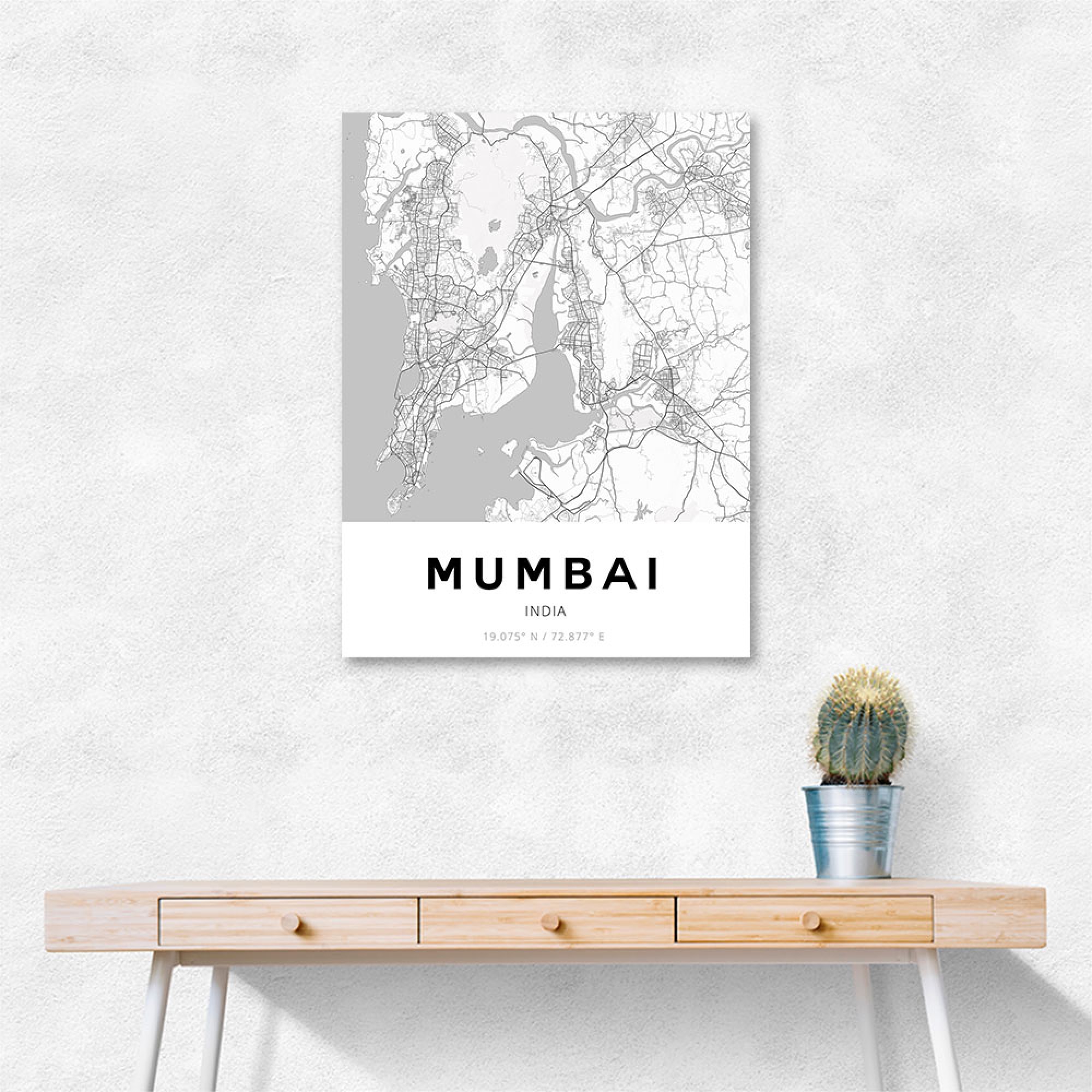 Mumbai City Map Wall Art