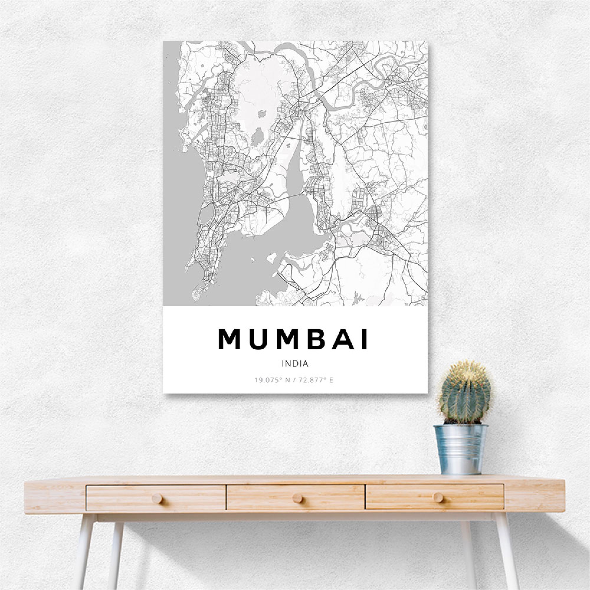Mumbai City Map Wall Art