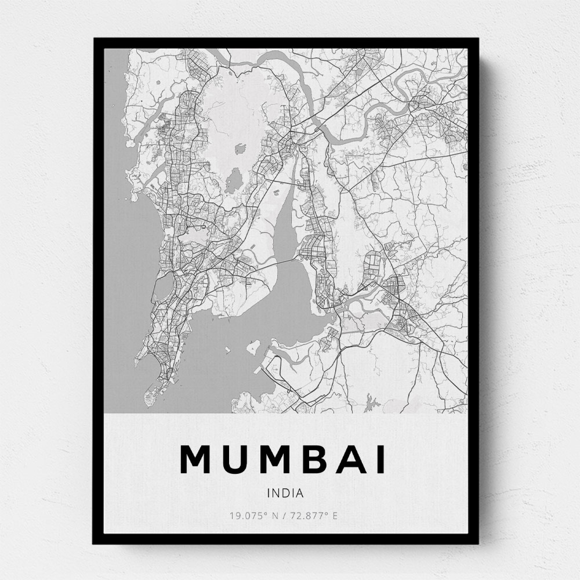 Mumbai City Map Wall Art