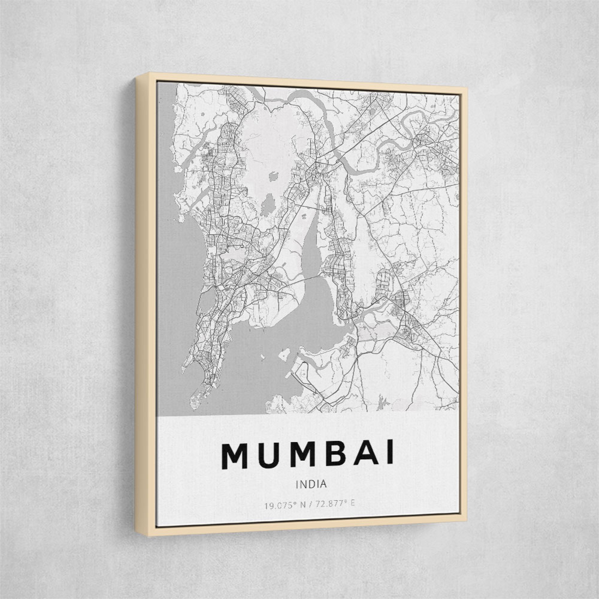 Mumbai City Map Wall Art