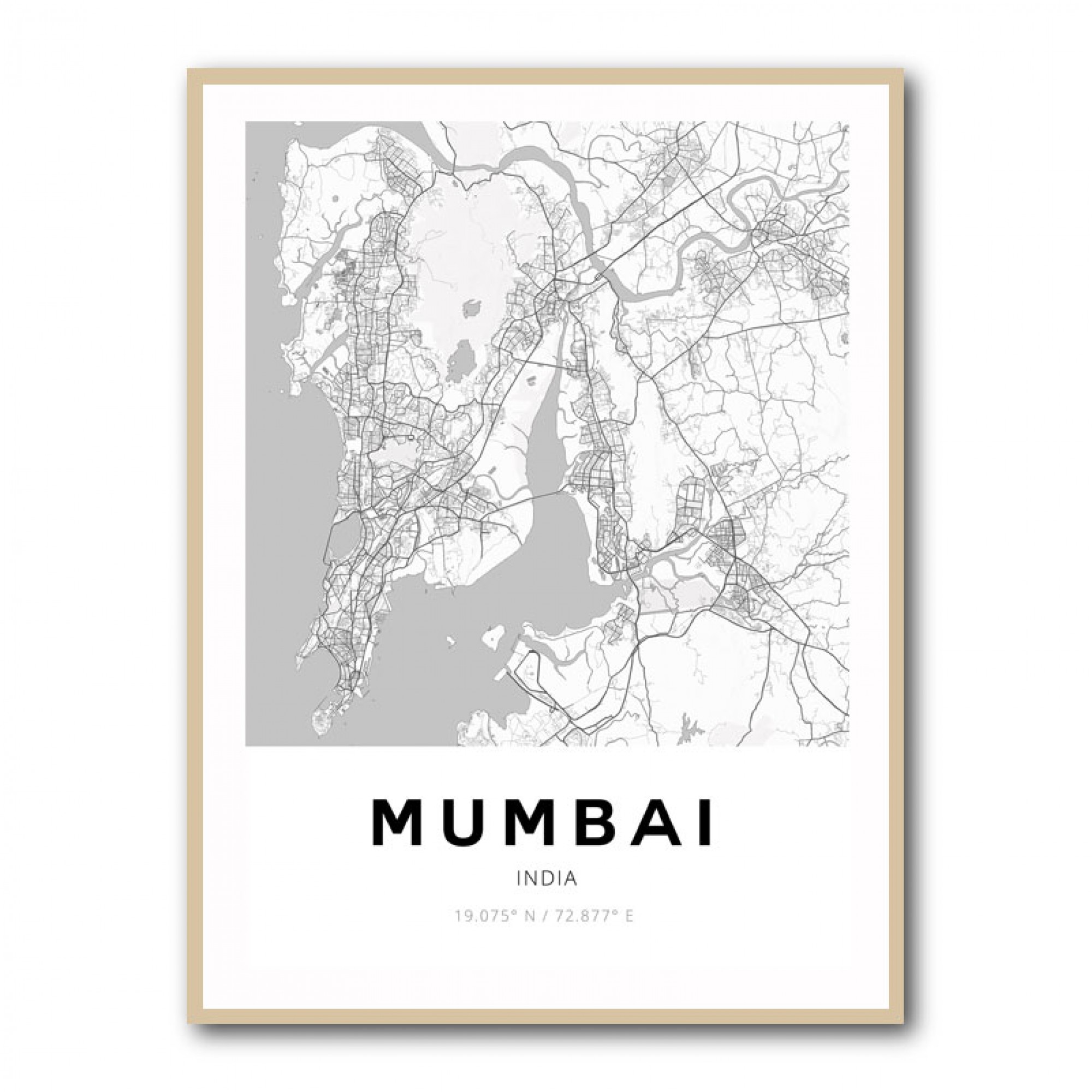 Mumbai City Map Wall Art