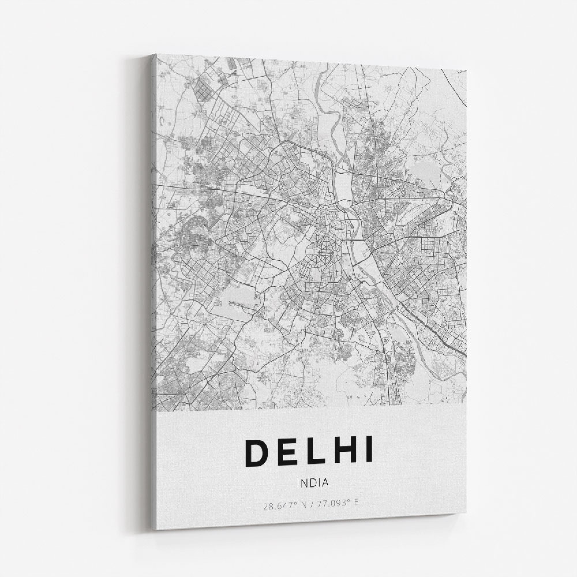 Delhi City Map Wall Art