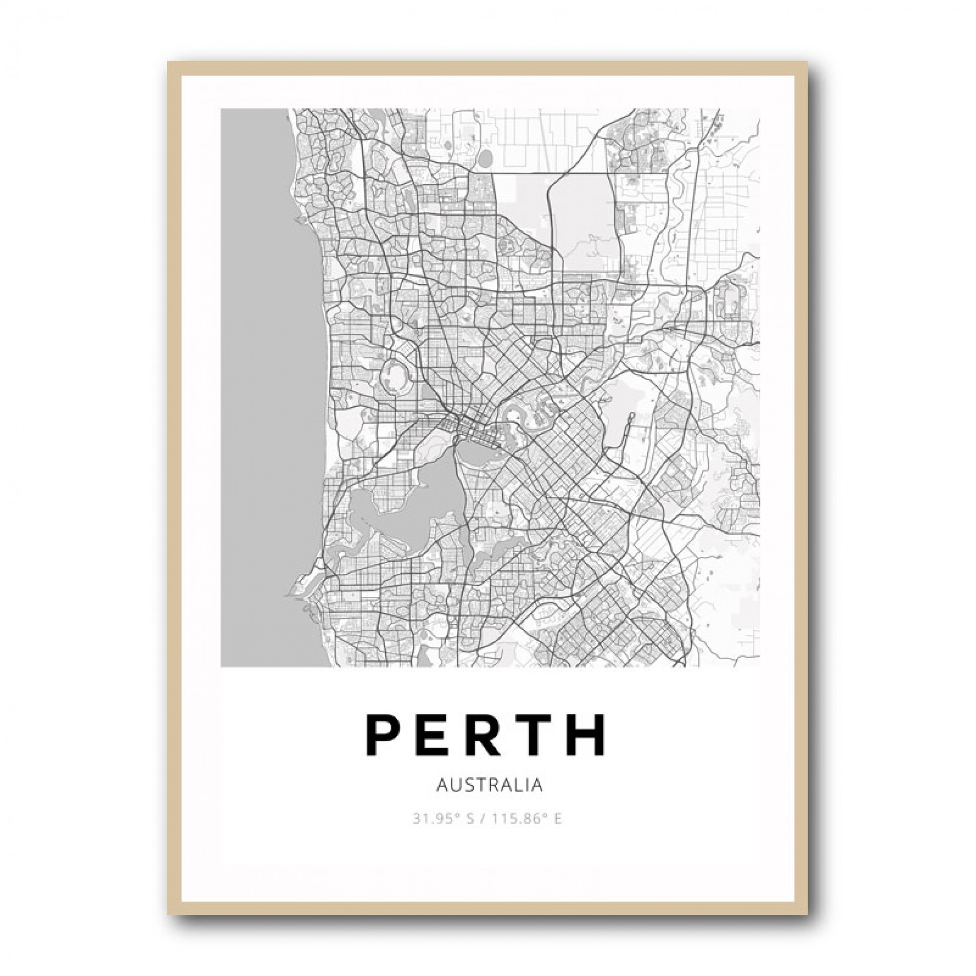 Perth City Map Wall Art