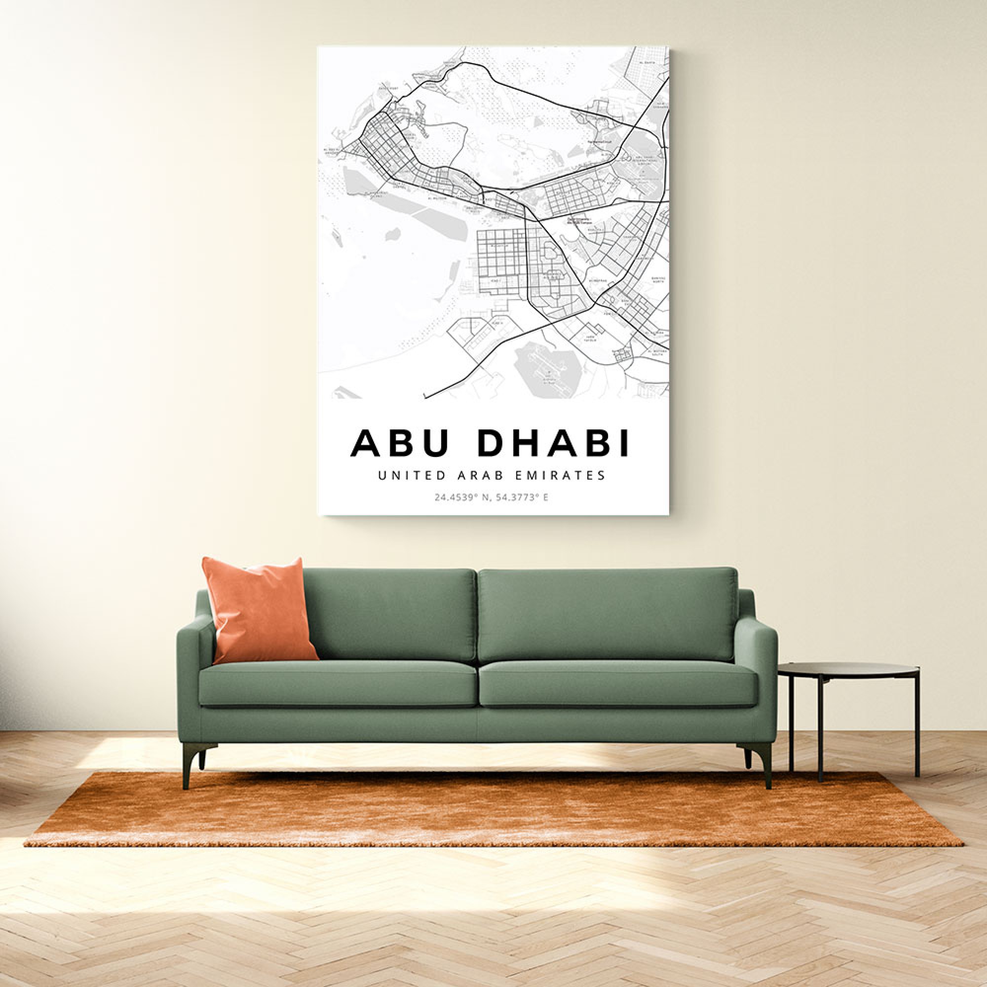 Abu Dhabi City Map Wall Art