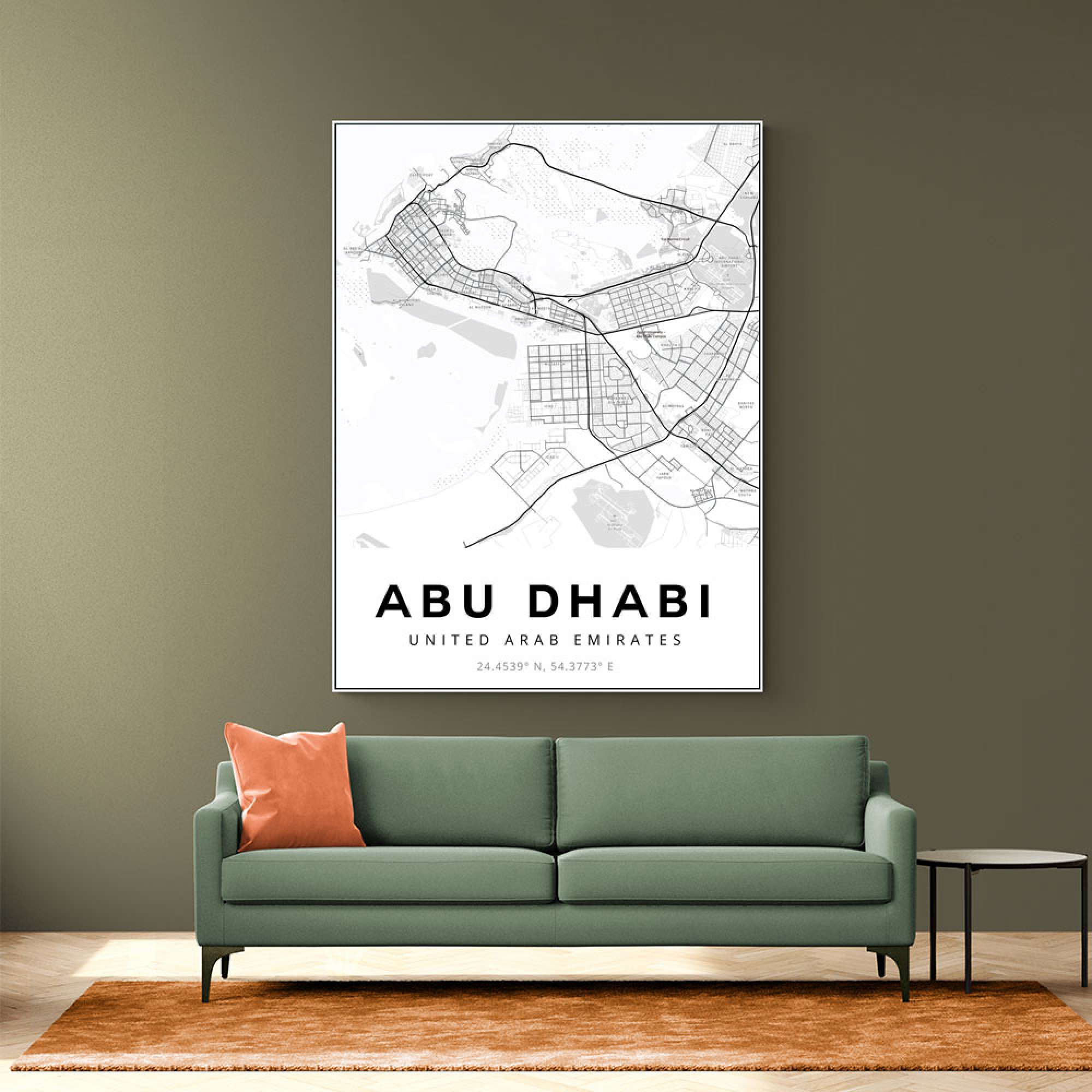 Abu Dhabi City Map Wall Art