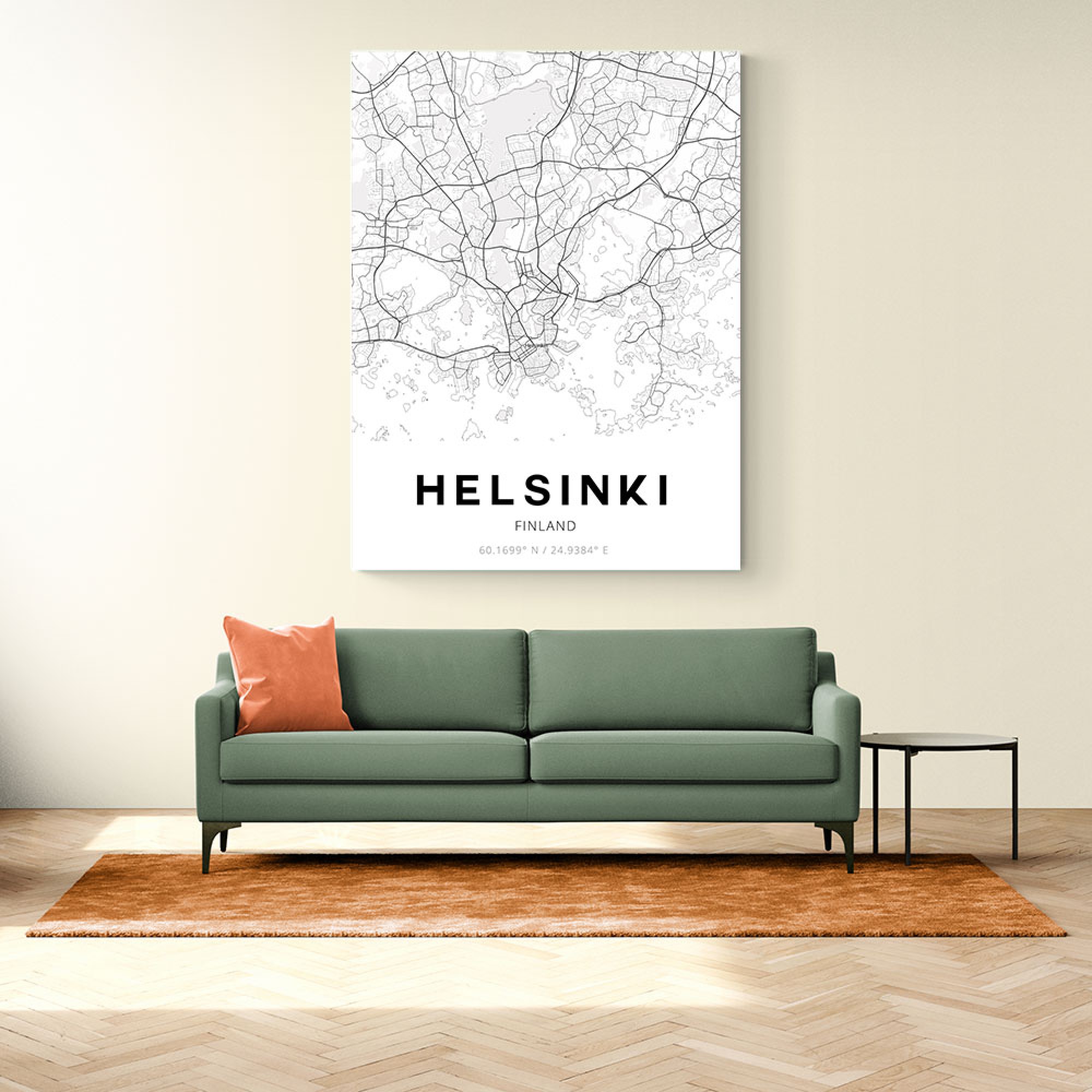 Helsinki City Map Wall Art