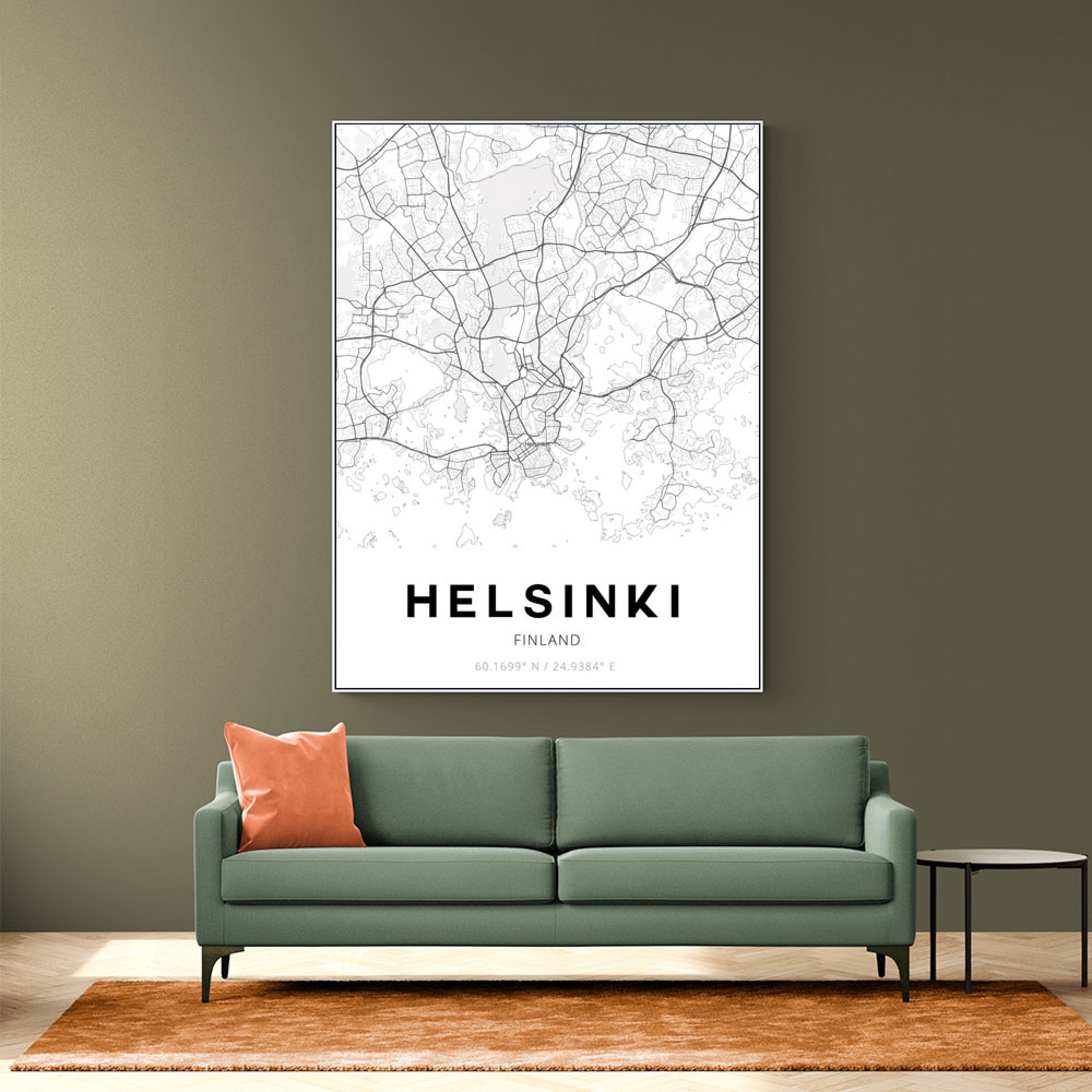 Helsinki City Map Wall Art