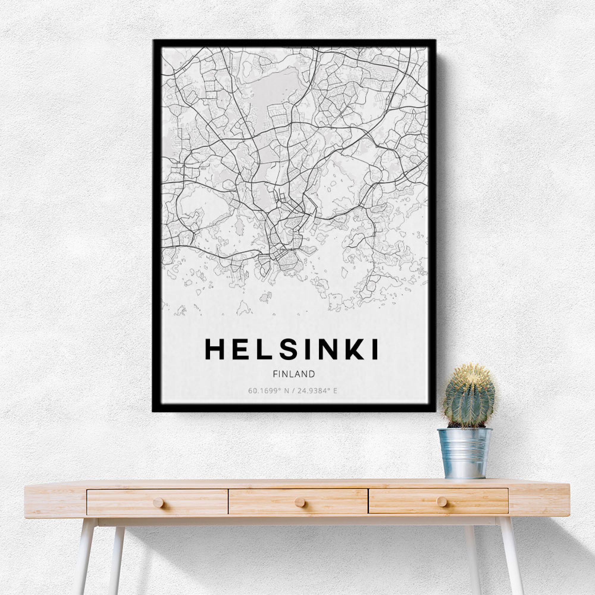 Helsinki City Map Wall Art