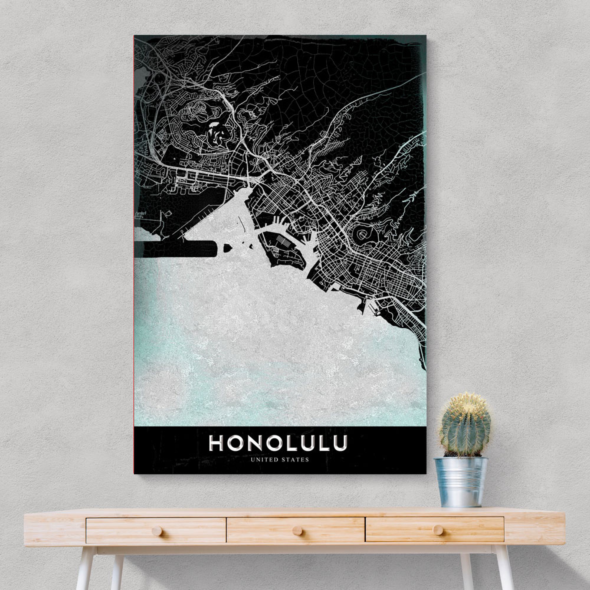 Honolulu Map Wall Art