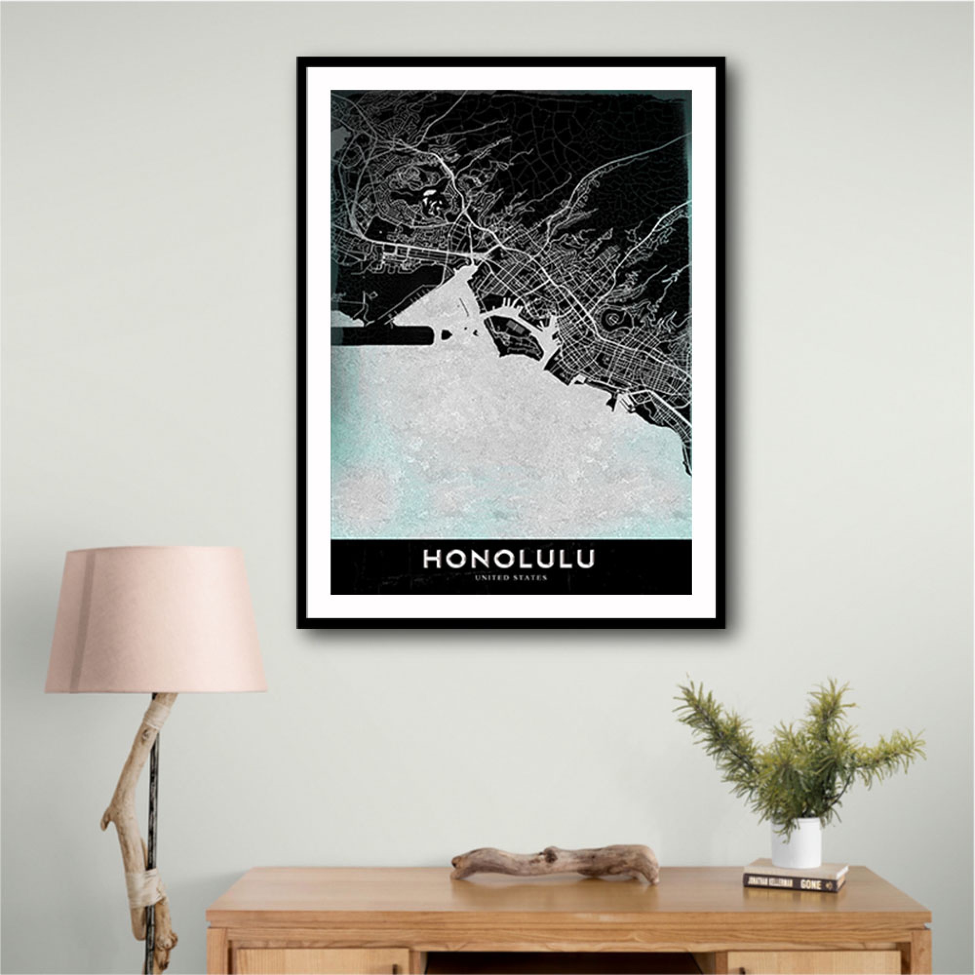 Honolulu Map Wall Art