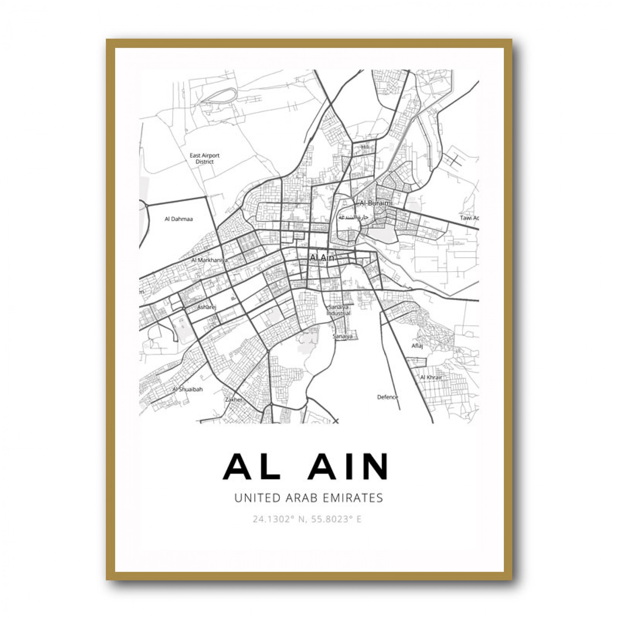 Al Ain City Map Wall Art