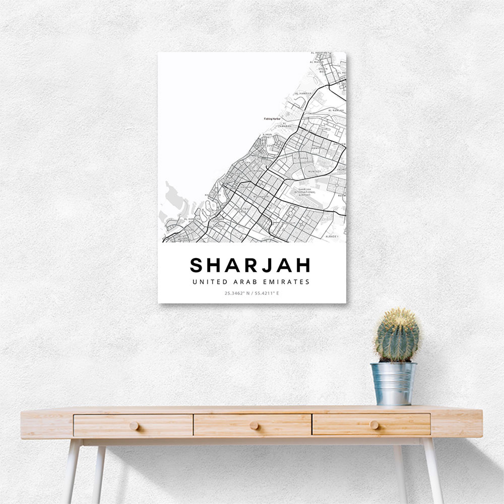 Sharjah City Map Wall Art