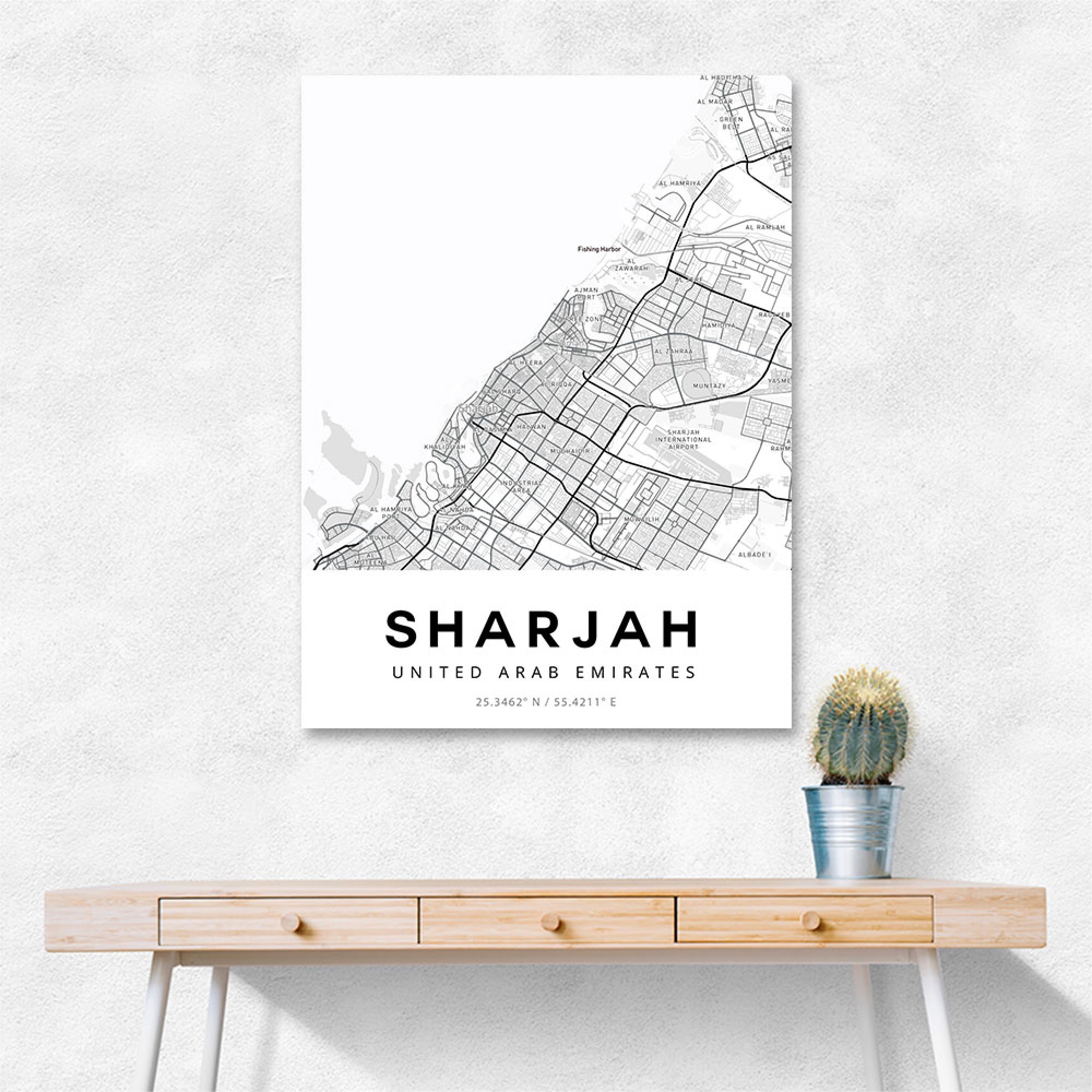 Sharjah City Map Wall Art