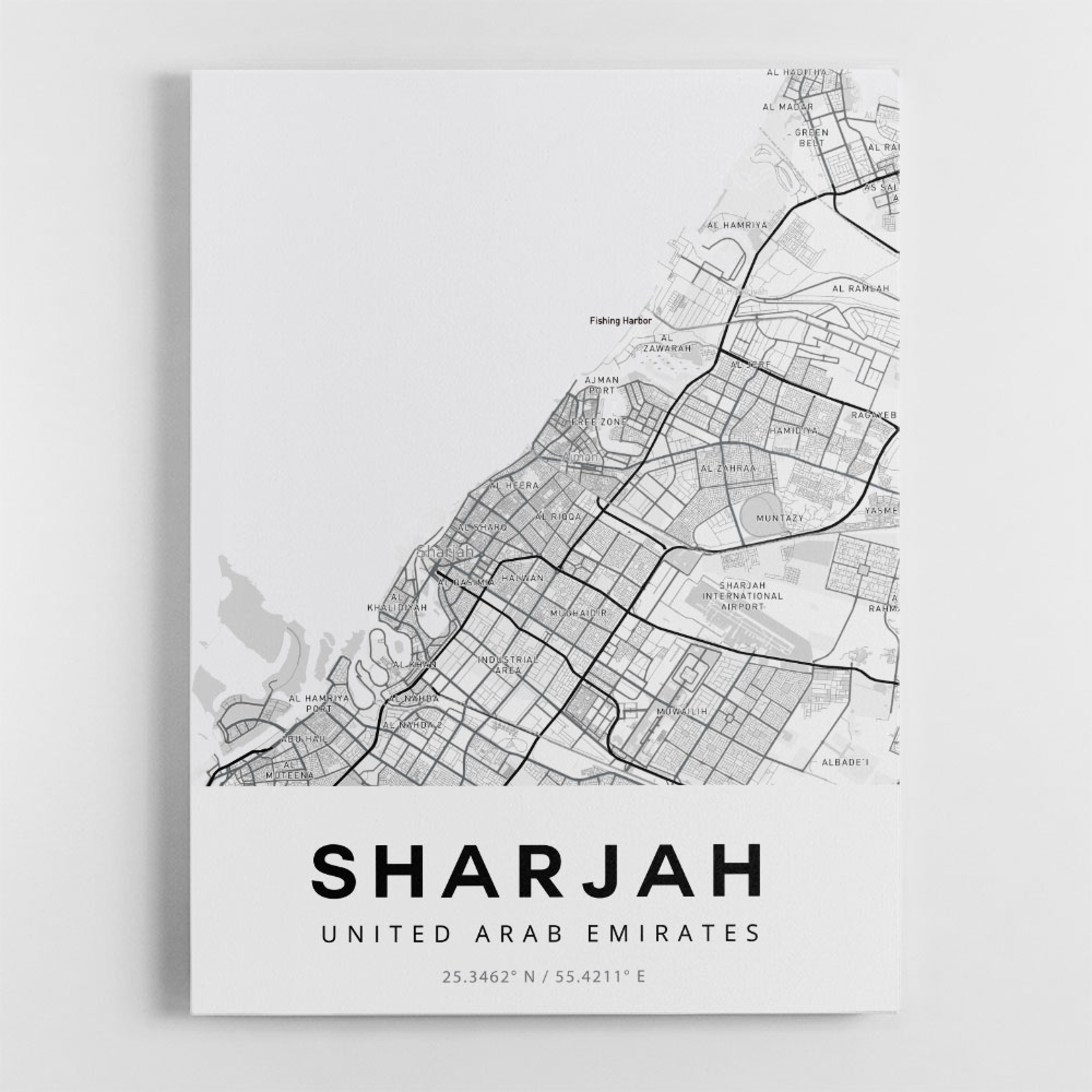 Sharjah City Map Wall Art