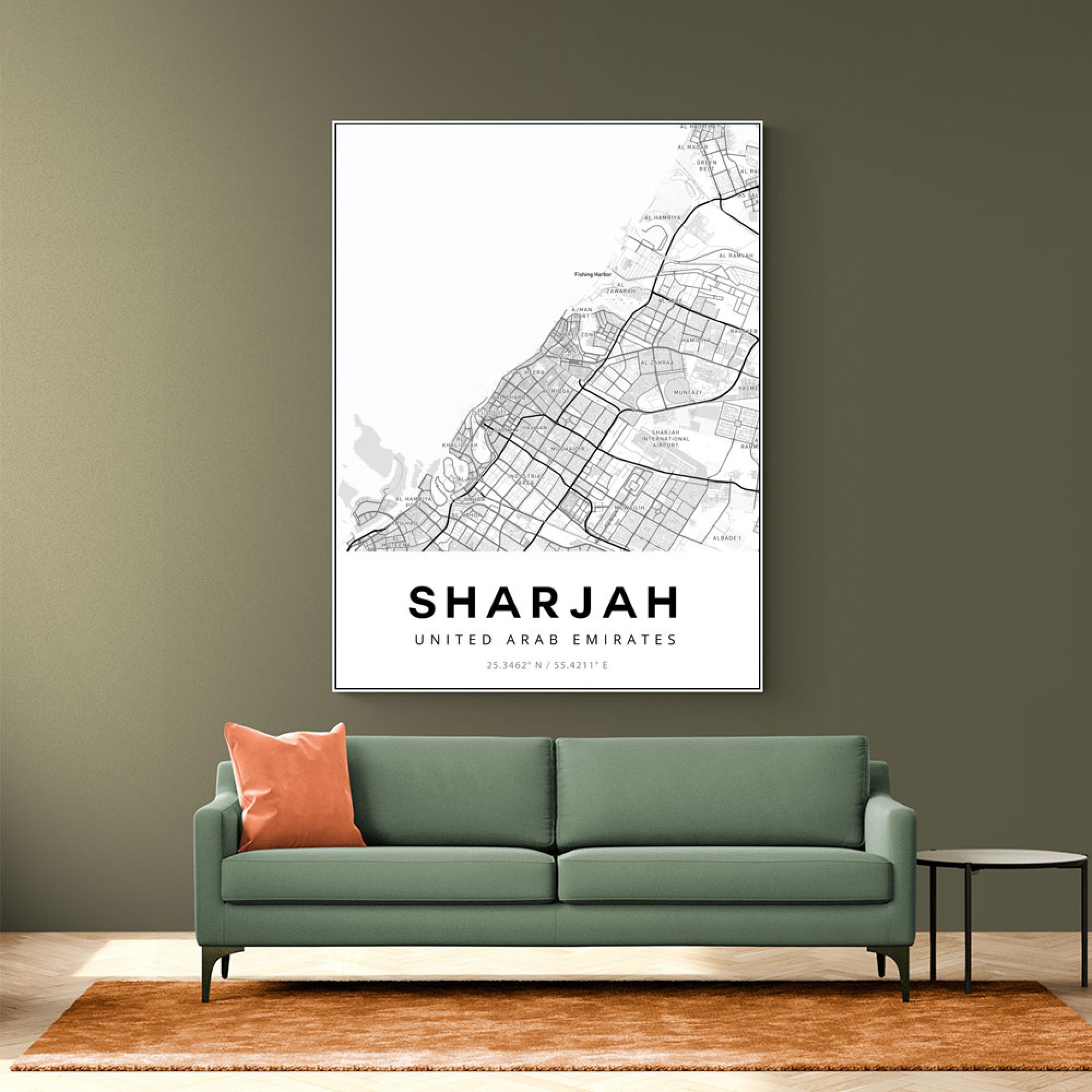 Sharjah City Map Wall Art