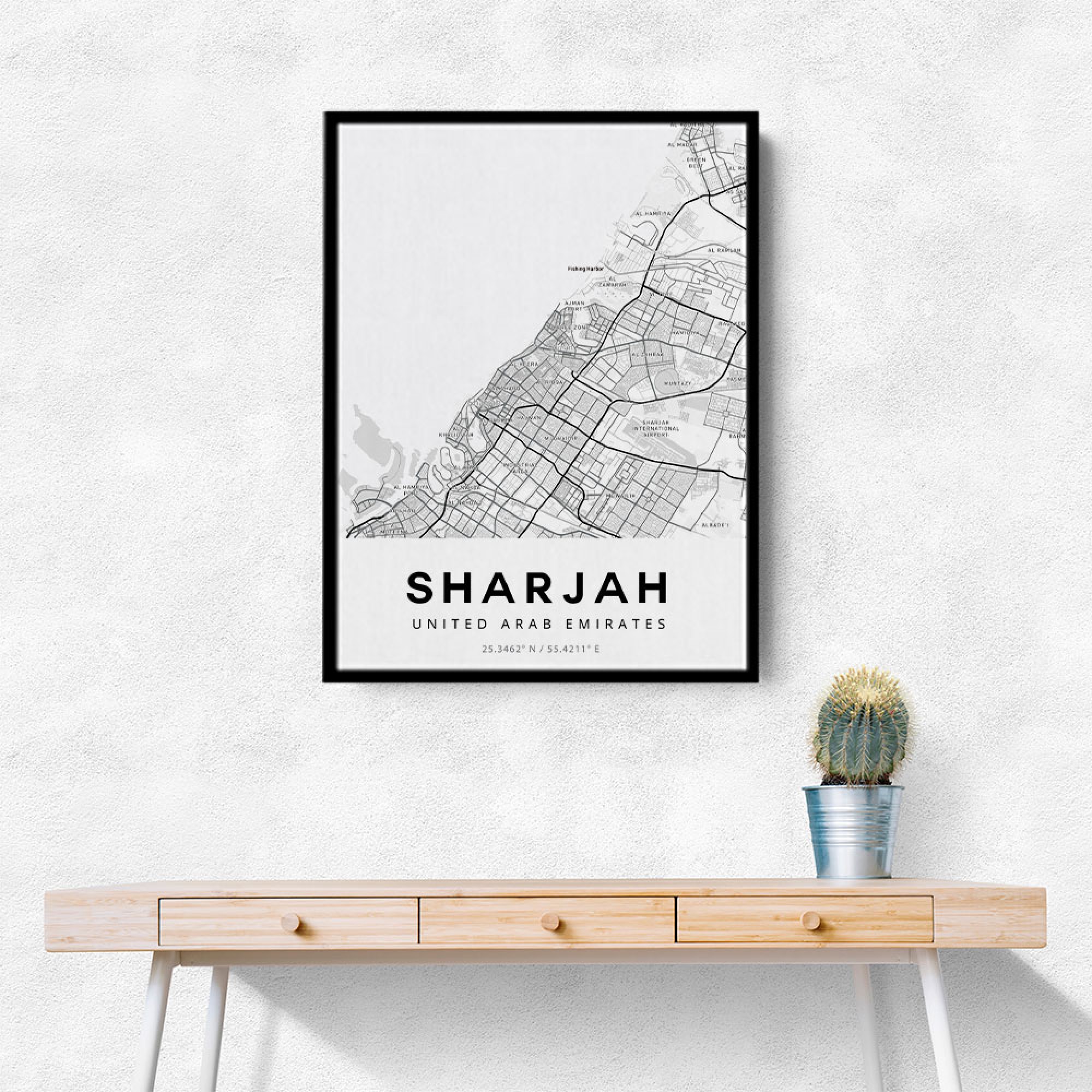 Sharjah City Map Wall Art