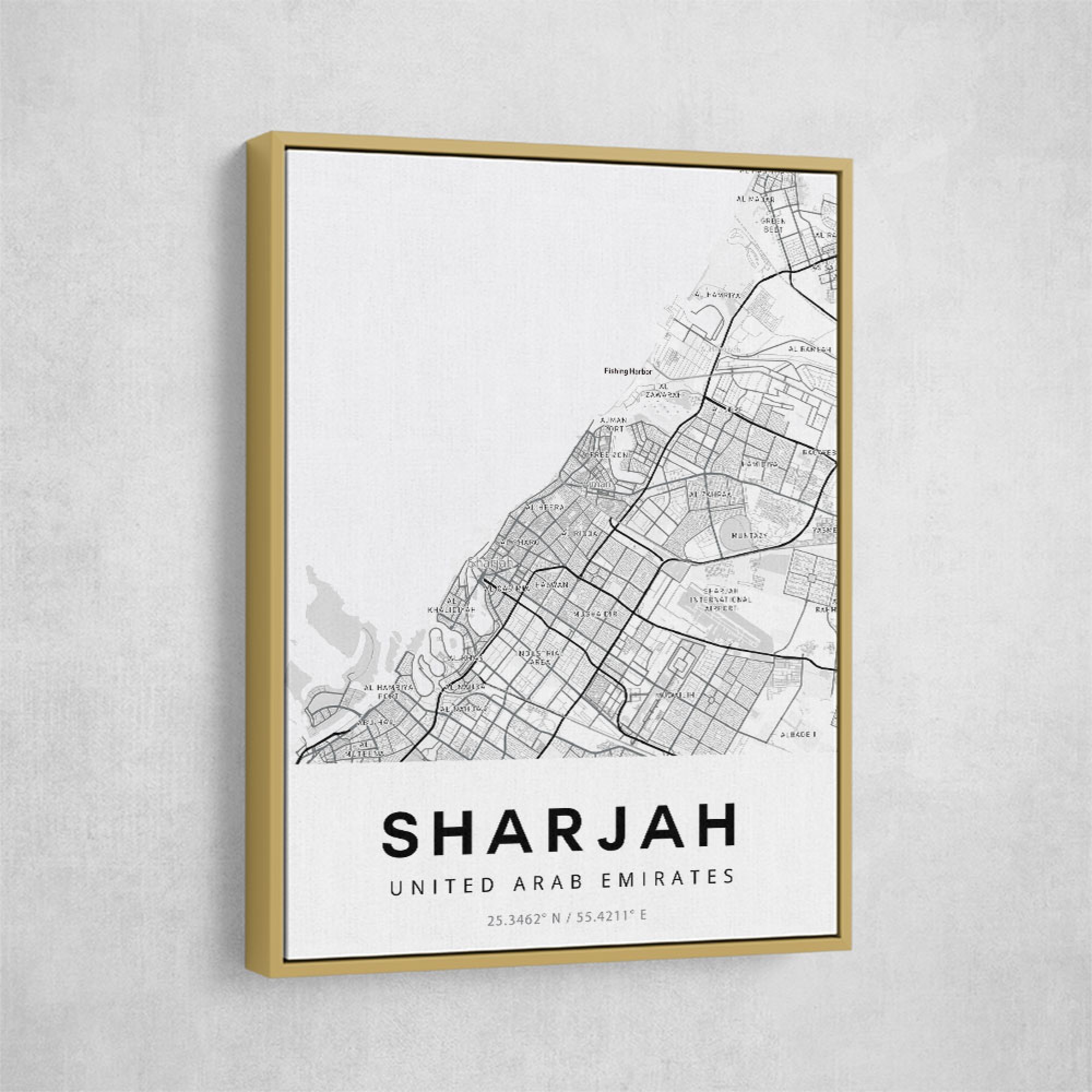 Sharjah City Map Wall Art